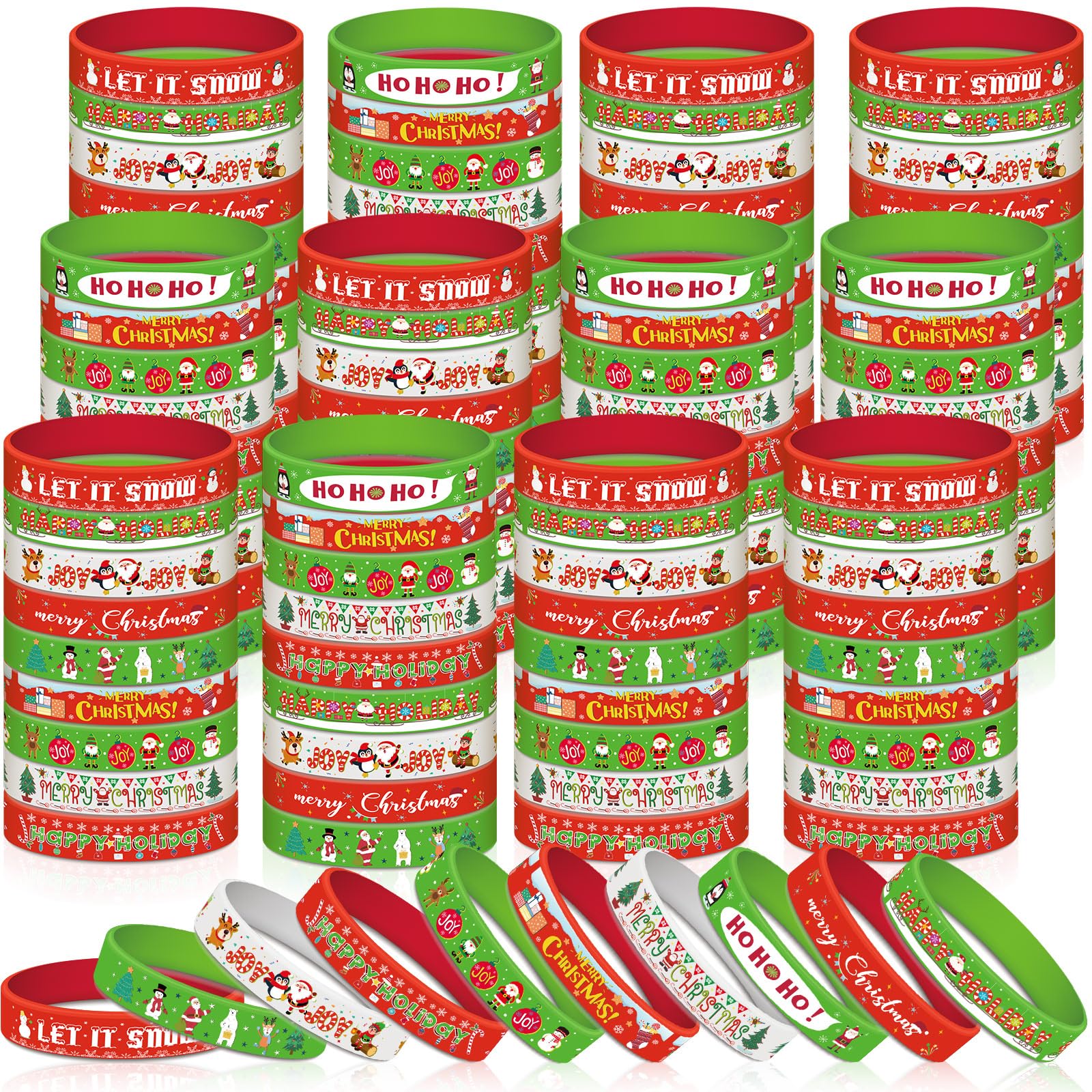 Amazon.com: Syhood 200 Pieces Christmas Silicone Bracelets Rubber ...