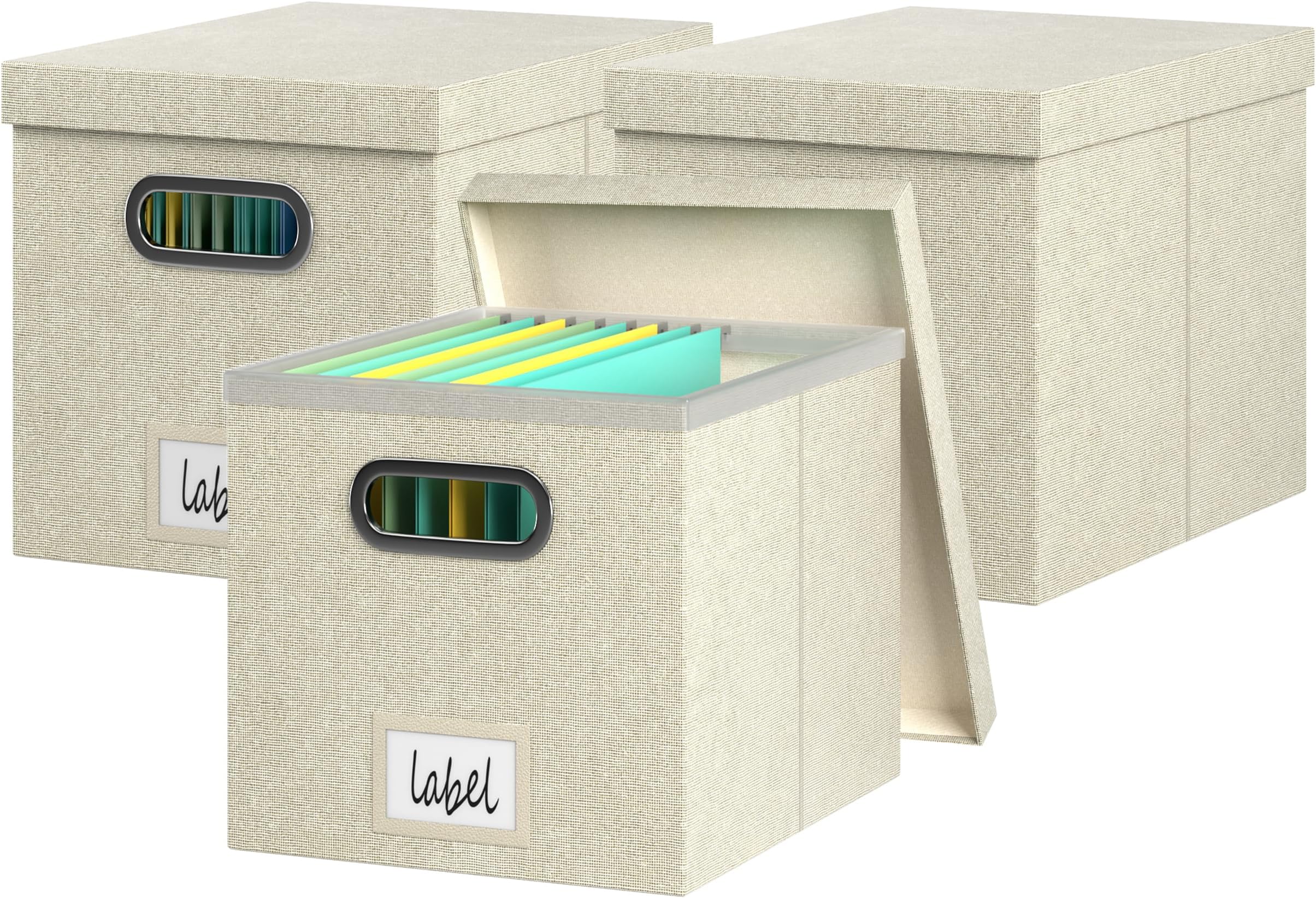 Amazon.com: GRSQYS 3 Pack File Storage Box with Lid File Boxes for ...