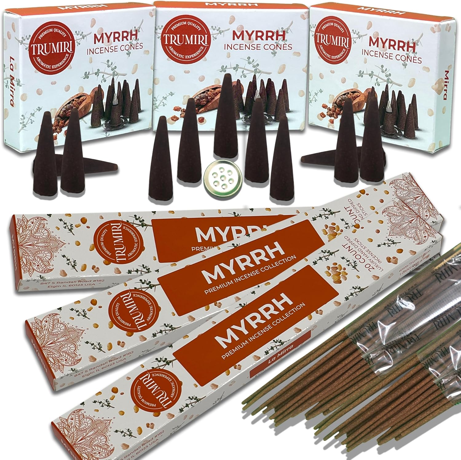 Amazon.com: Myrrh Scented Incense Sticks & Incense Cones Combo Pack ...