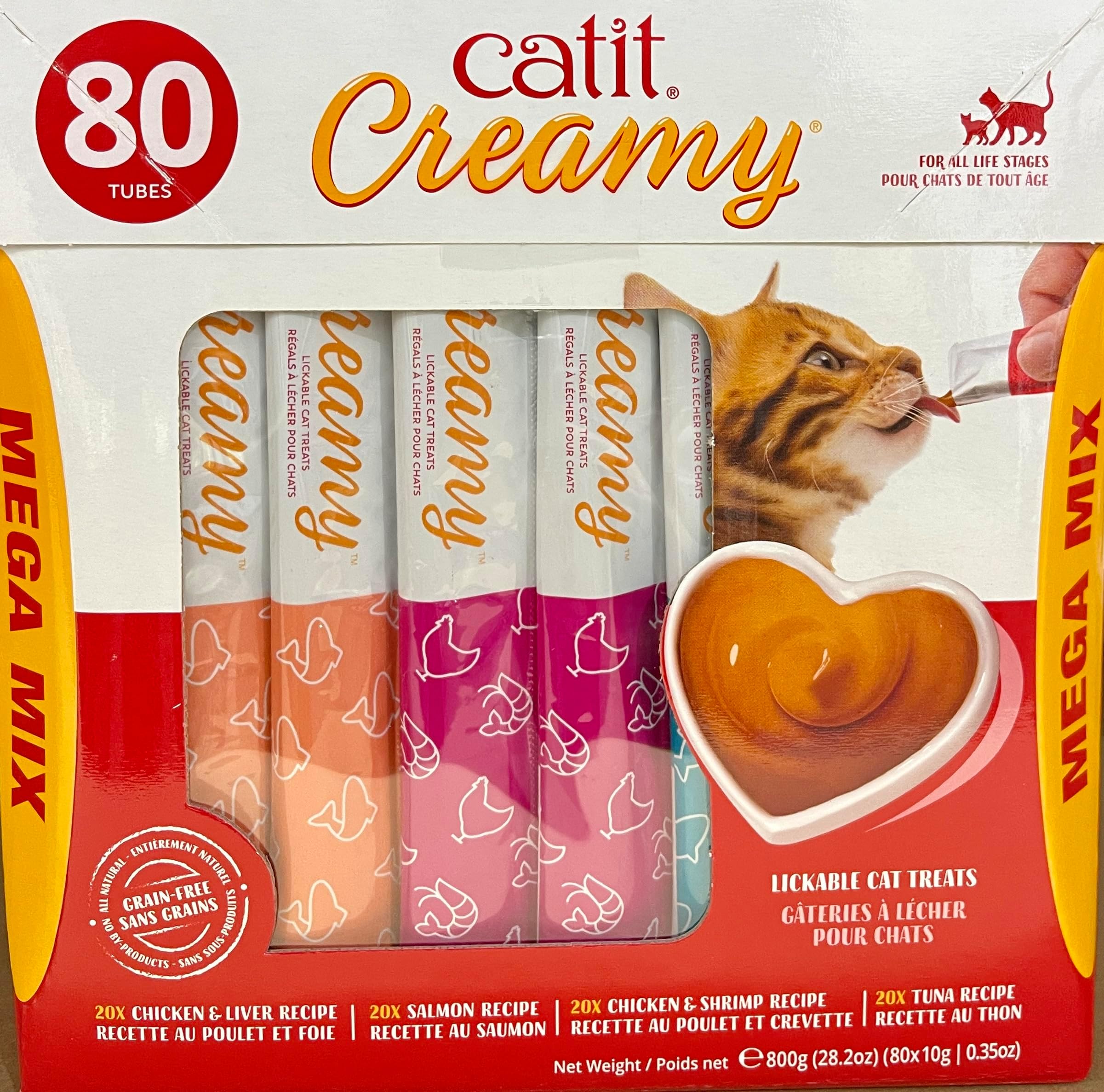 Catit Creamy Lickable Cat Treat, Healthy Cat Treat, 4 flavours, 80 ...