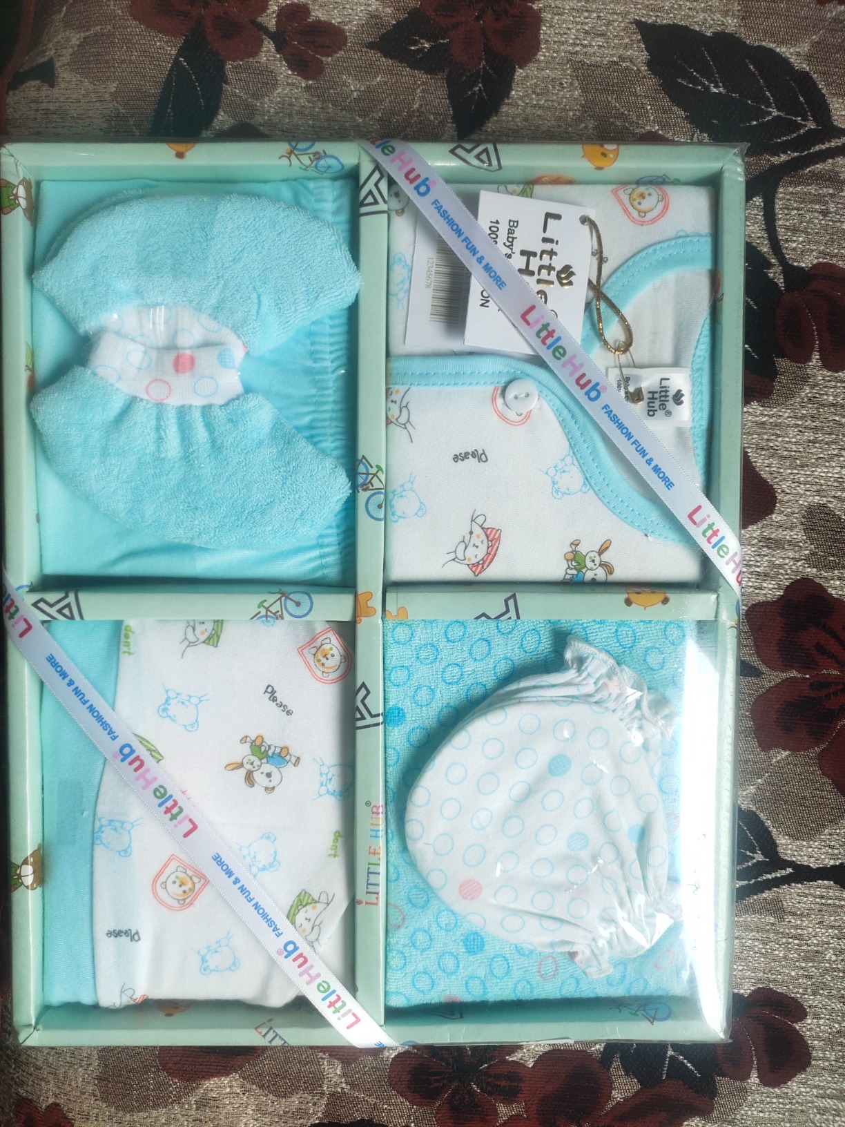 Buy Little Hub New Born 6 pcs Unisex Baby Gift Set (Blue, 0-3 months ...