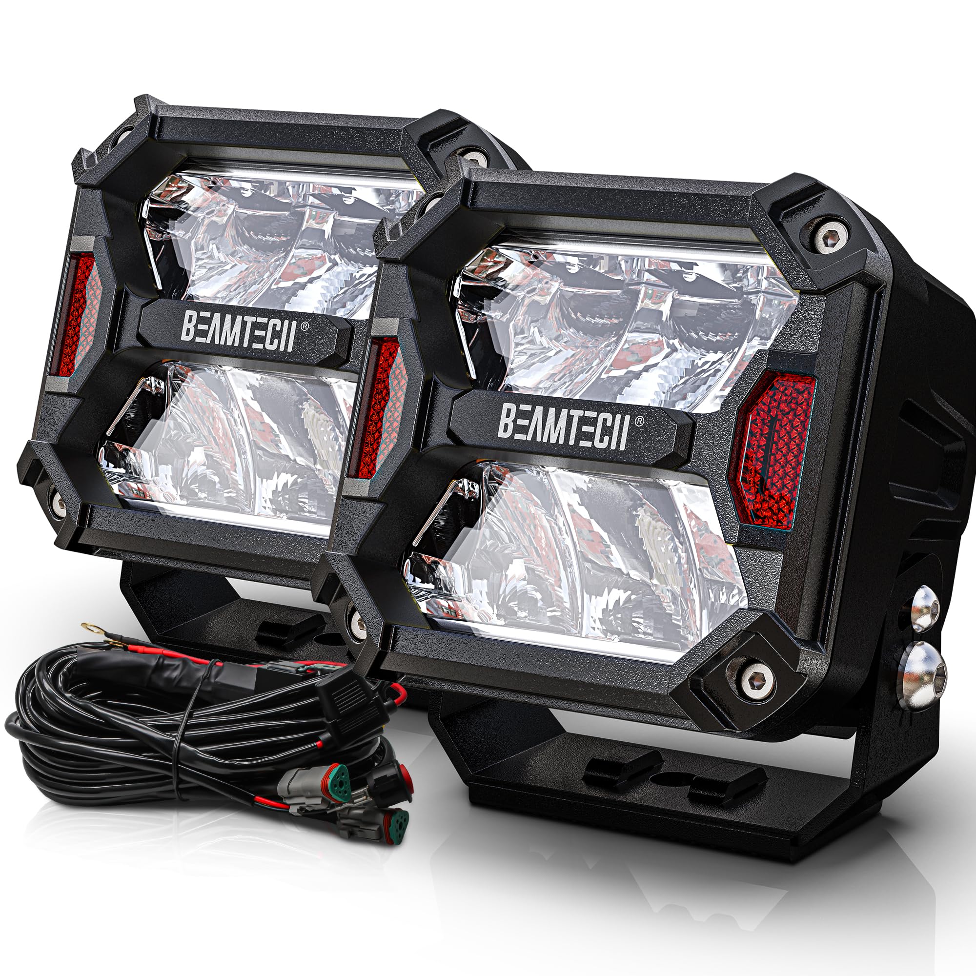 Snapklik.com : BEAMTECH LED Pods 4 Inch 120W 14400LM White Spot Beam ...