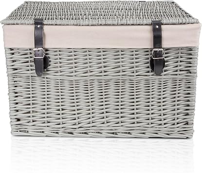 Wickerfield Large Home Storage Basket Trunk Chest Hamper with Lid and ...