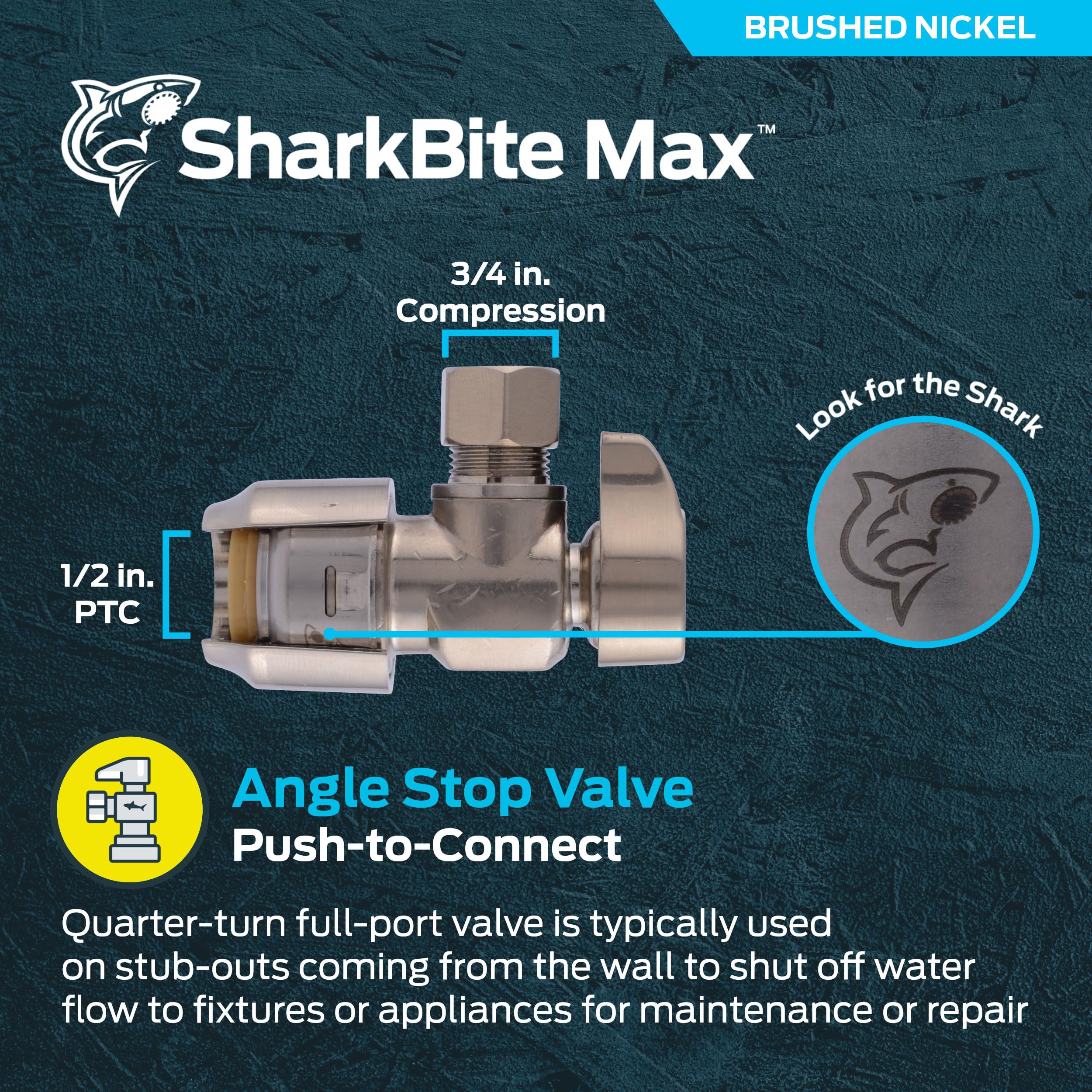 Snapklik.com : Max 1/2 X 3/8 Inch Compression Angle Stop Valve, Quarter ...