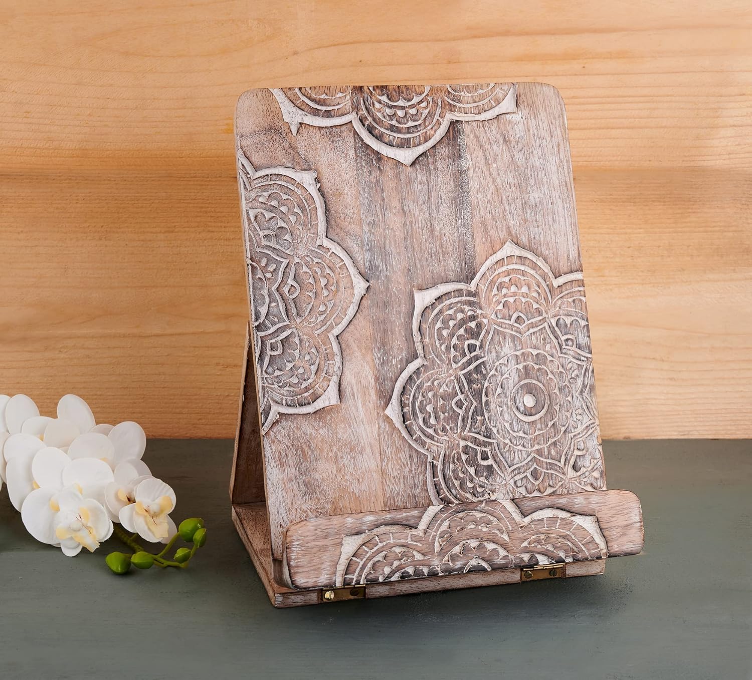 Amazon.com: Farmhouse Kitchen Decor Wooden Cookbook Stand for Kitchen ...