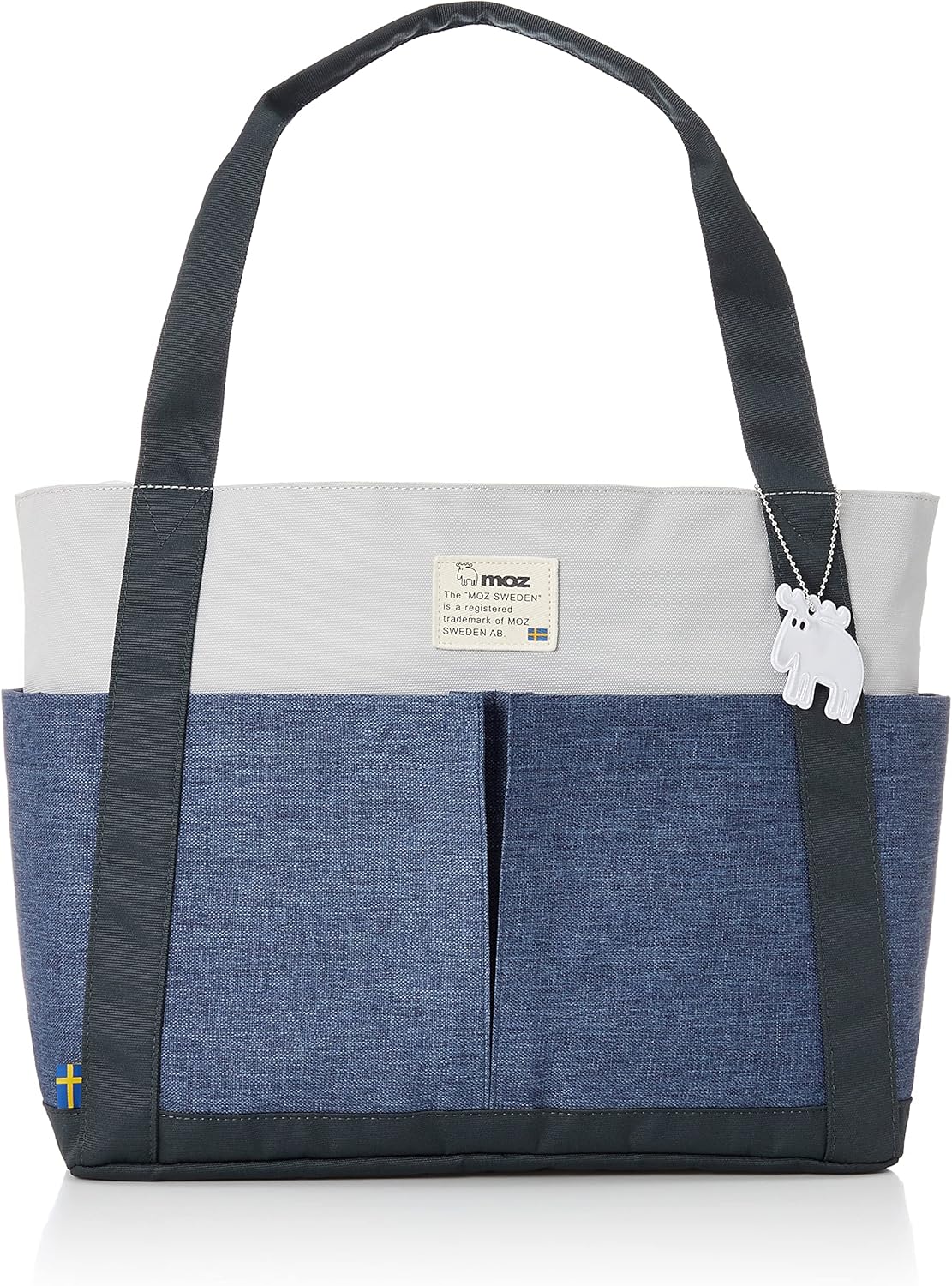Amazon | moz(モズ) トートバッグ 軽量 大容量 バッグ ビジネス 通勤 無地 シンプル レディース メンズ ZZEI-26 グレー×ネイビー | moz(モズ) | トートバッグ