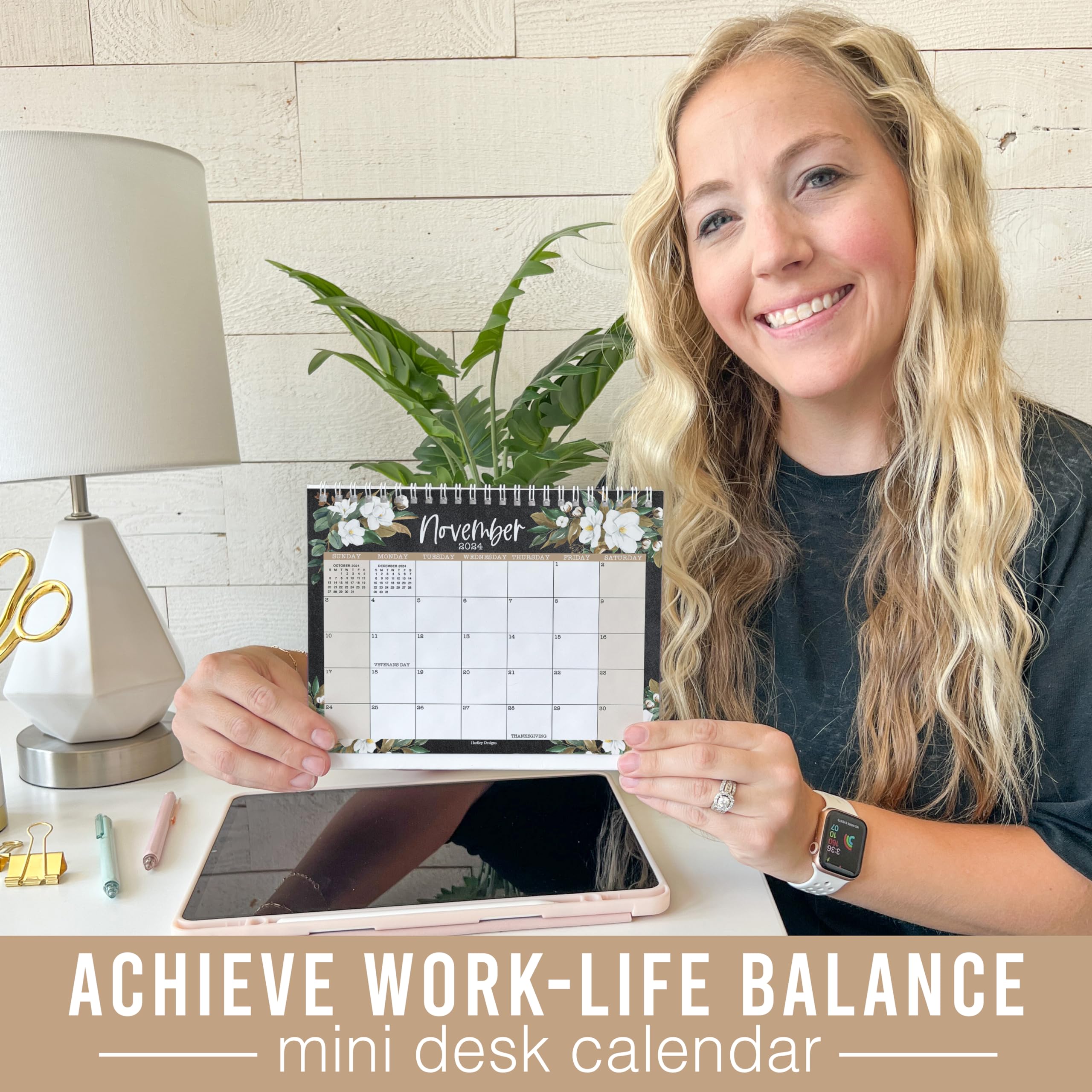 Snapklik.com : Floral Small Desk Calendar 2024 Standing Flip - Desktop ...