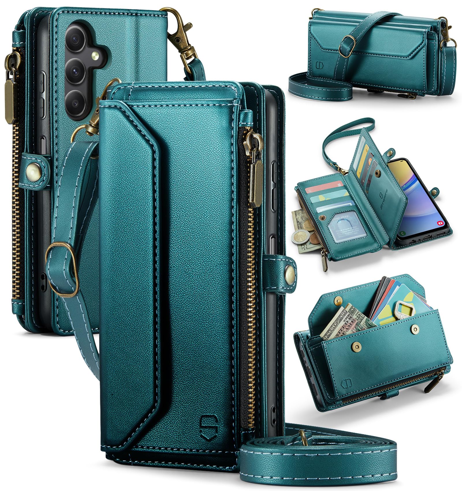 Amazon.com: Strapurs Crossbody Wallet Case Compatible with Samsung Galaxy A15 5G RFID Blocking ...