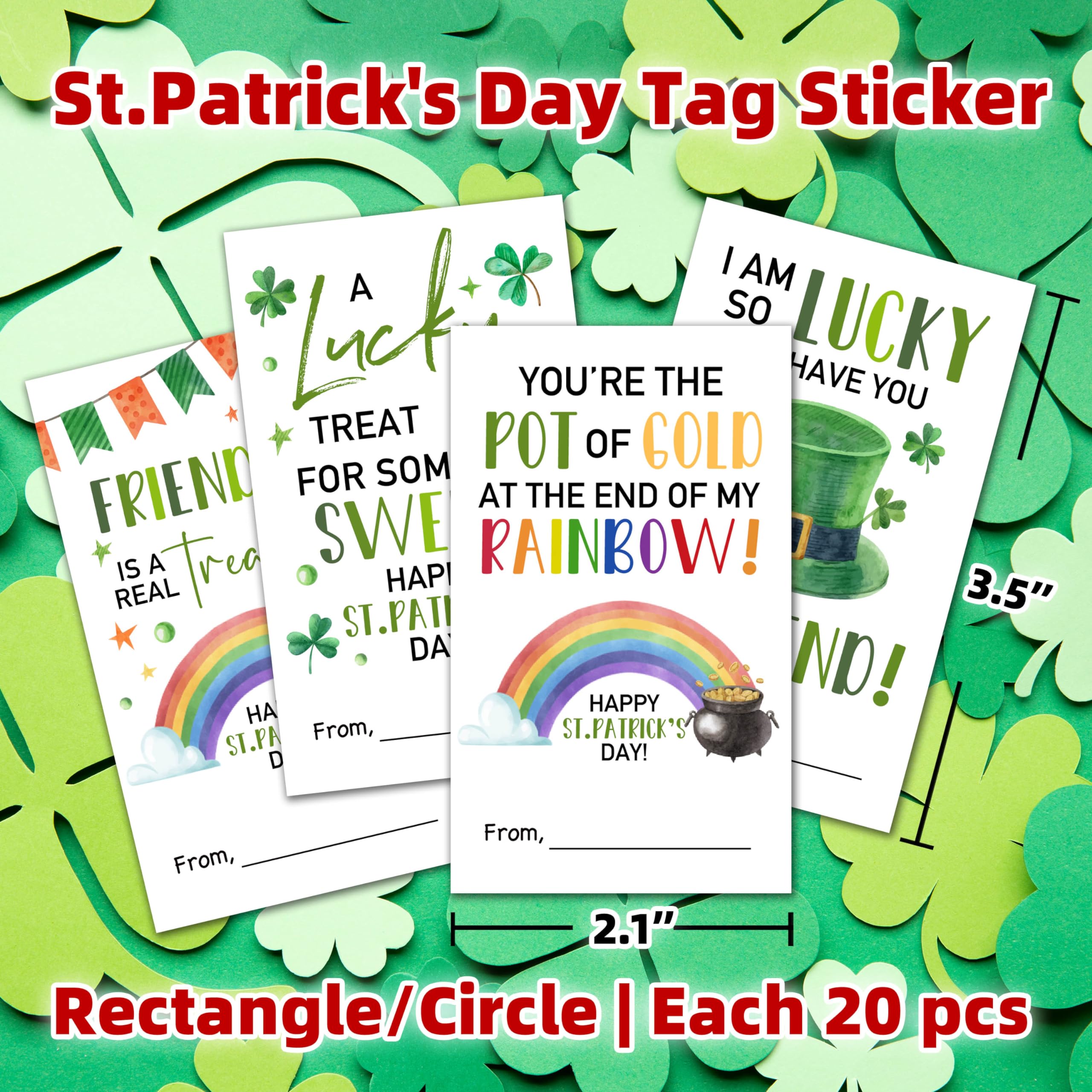 Snapklik.com : St Patricks Day Lucky Clover Label Tags, Self-Adhesive ...