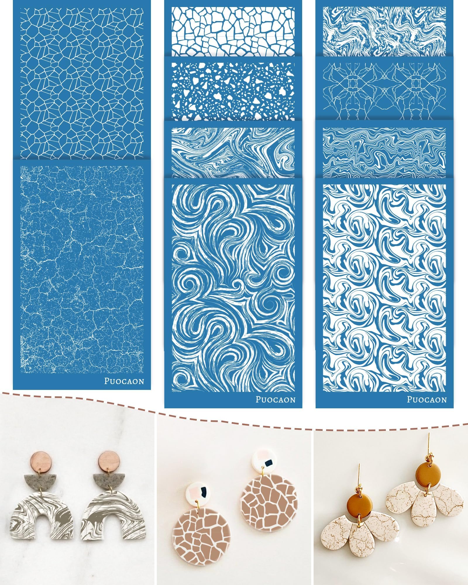 Amazon.com : 7Pcs Floral Stencils for Polymer Clay Nylon Painting ...