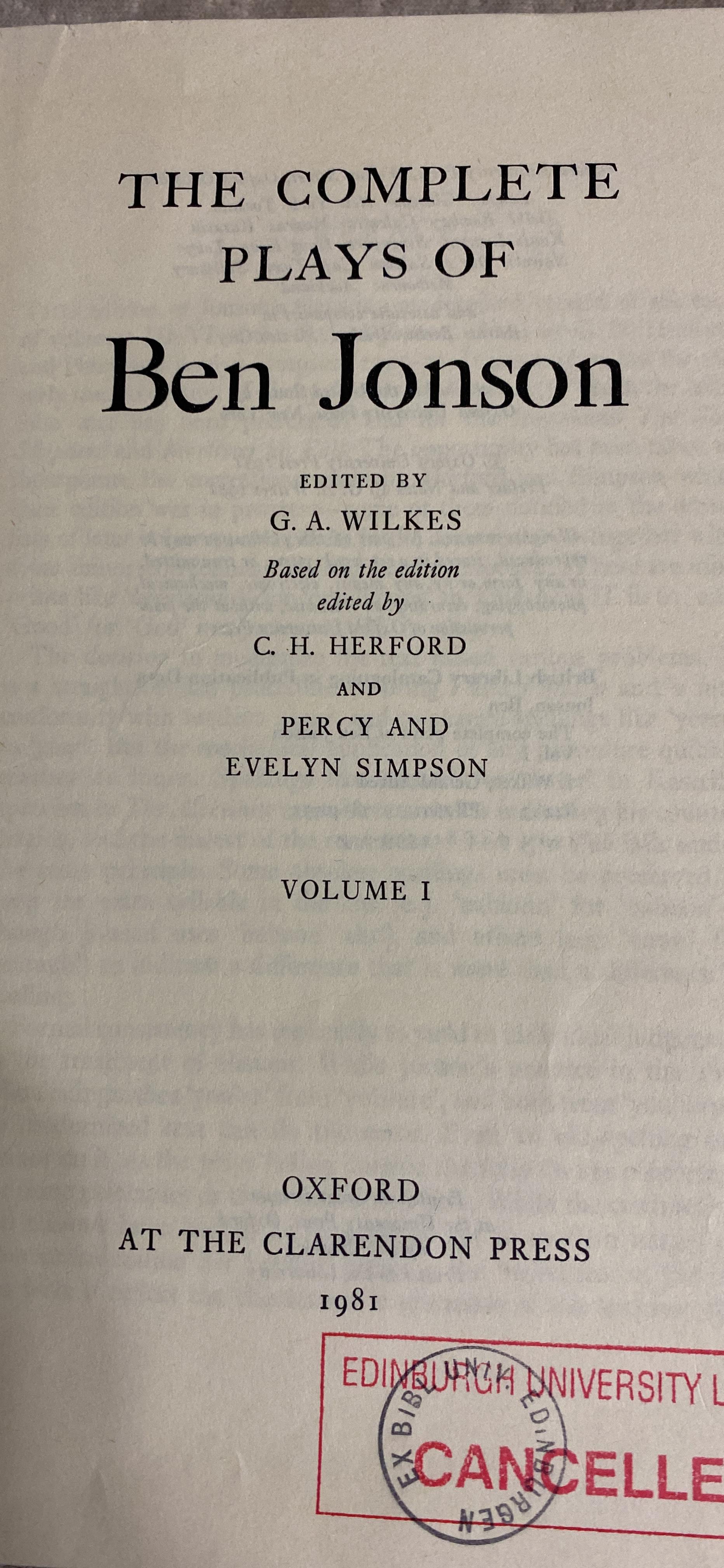 The Complete Plays of Ben Jonson: Schelling, Felix Emmanuel, Jonson ...