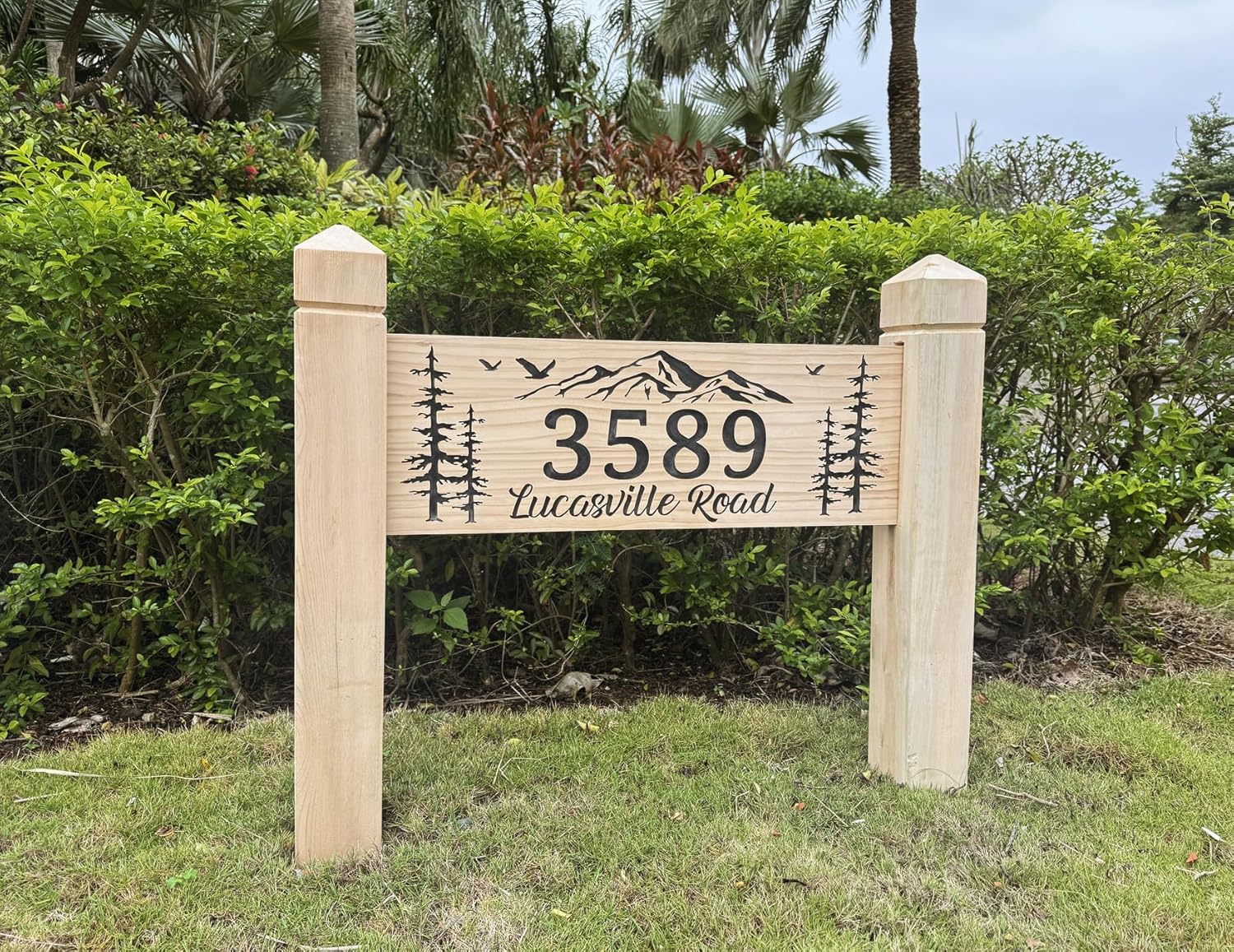 Amazon.com : Address Sign Post for House Numbers, Custom Outdoor Wooden ...