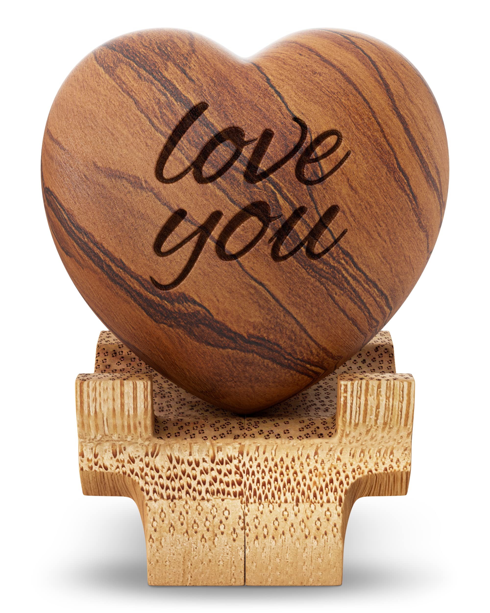 Amazon.com: Carved Wooden Heart Shape Gifts - Love You - Engraved Olive ...