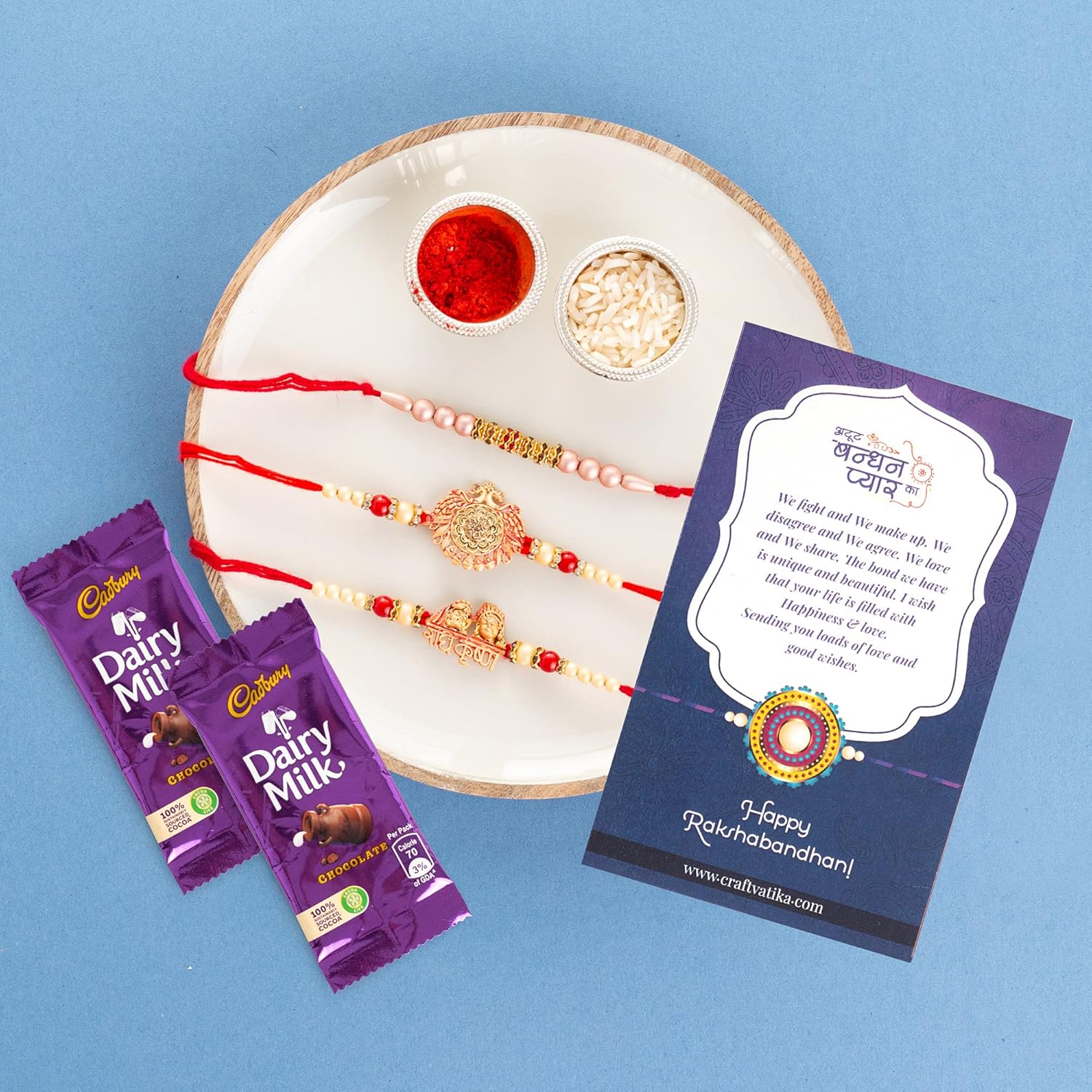 Set of 3 Rakhi for brother with chocolate Gifts Combo Set, Bhai Bahan ...