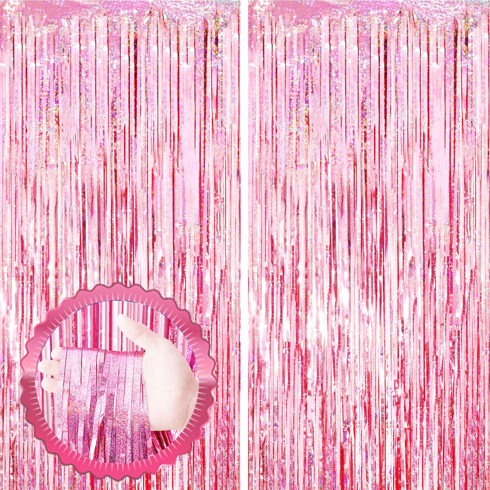 Amazon.com: KatchOn Shiny Fringe Backdrop for Pink Party Decorations ...