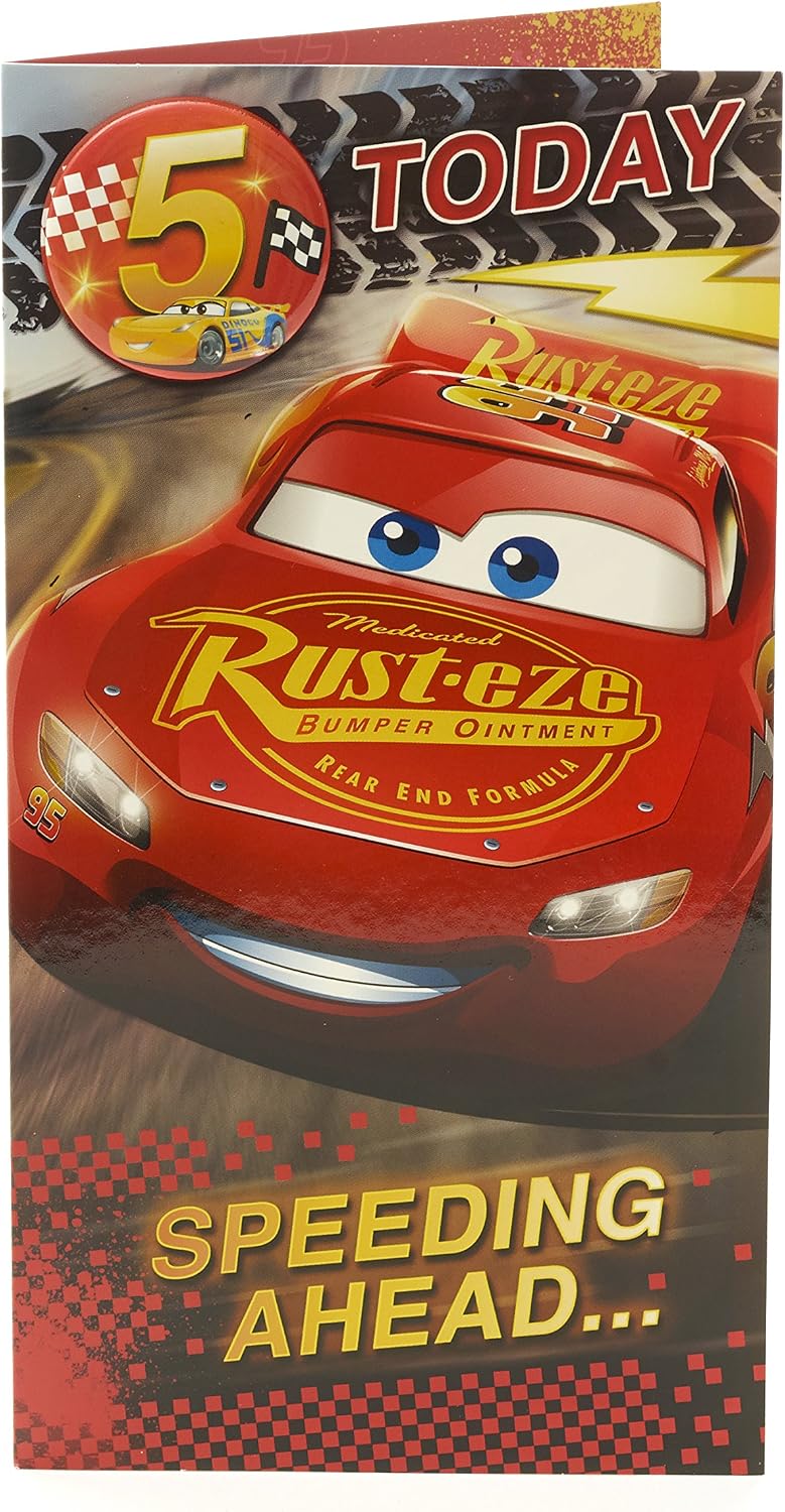 Age 5 Birthday Card - Cars Birthday Card with Birthday Badge - 5th ...