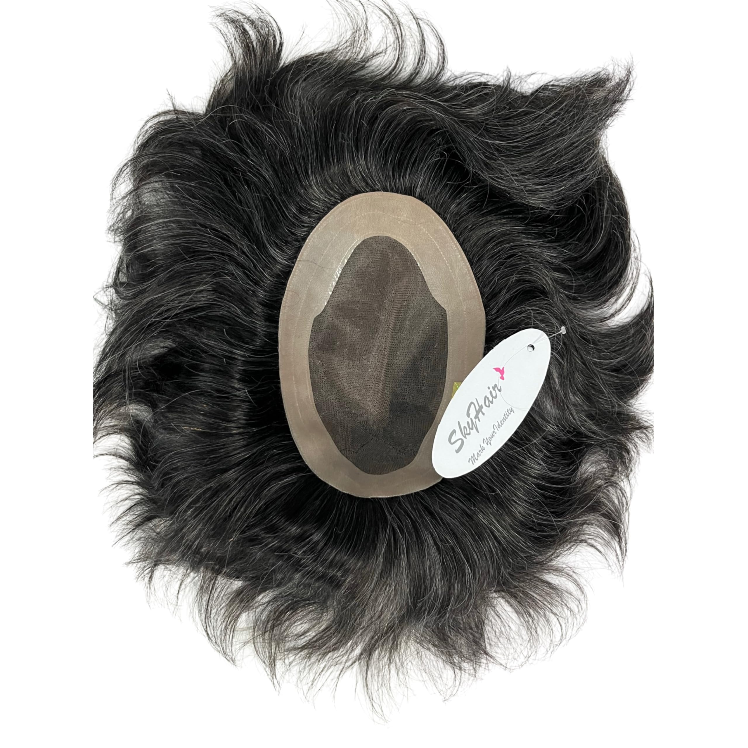 SkyHair Salt and Pepper Human Hair Patch for Men, Natural and Realistic ...