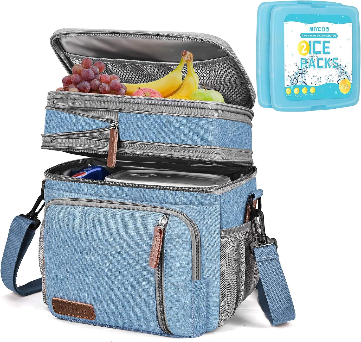 Amazon.com: MIYCOO Lunch Bag Lunch Box for Women Men Double Deck ...