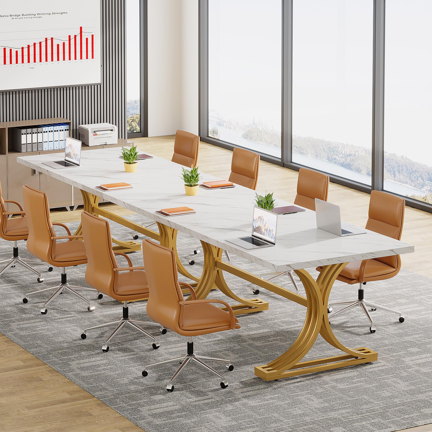 Amazon.com: Tribesigns 10.5FT Conference Table, Modern Meeting Table ...