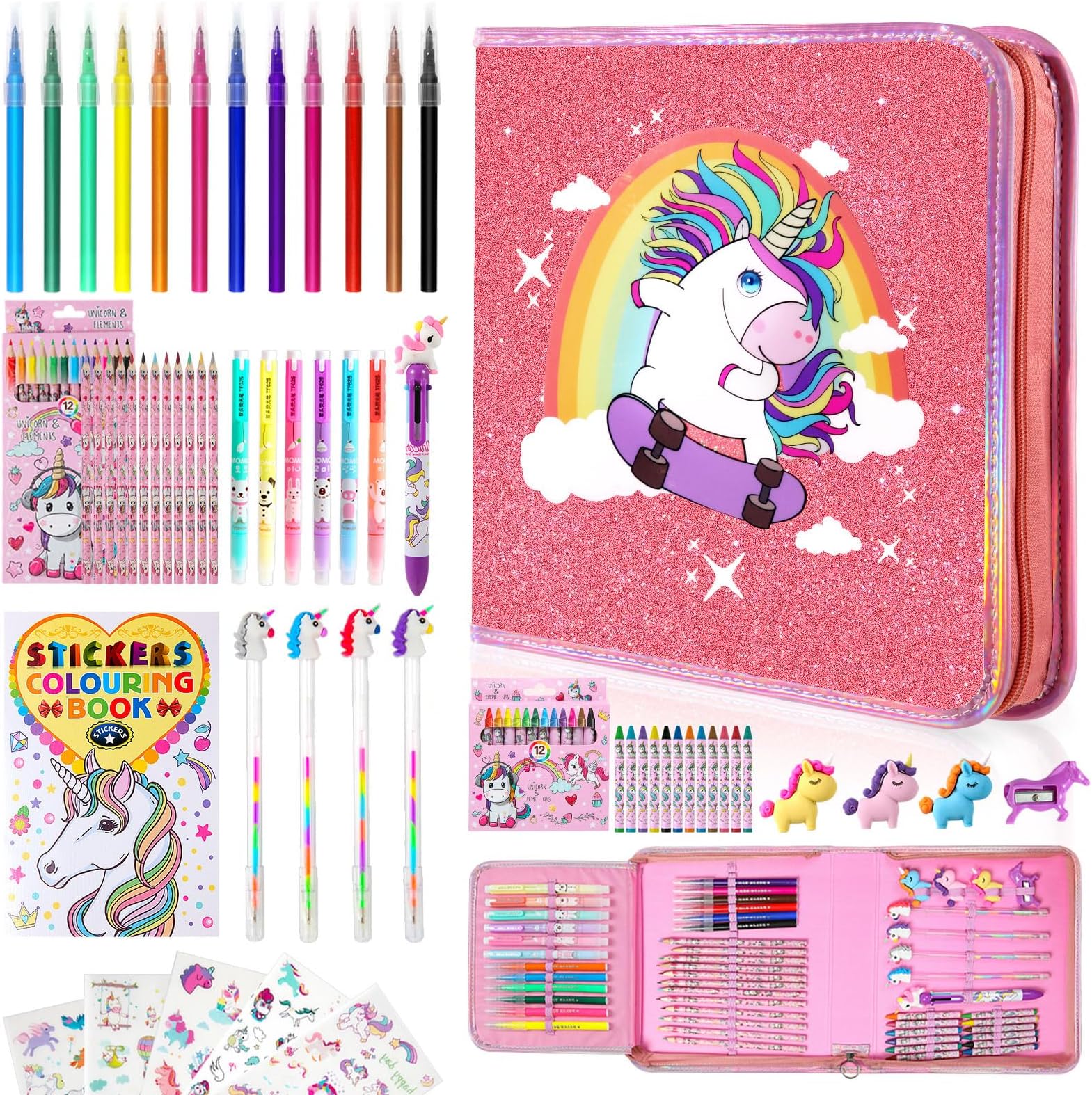 Amazon.com : Art Supplies for Kids,66PCS Drawing Kits with Unicorn ...