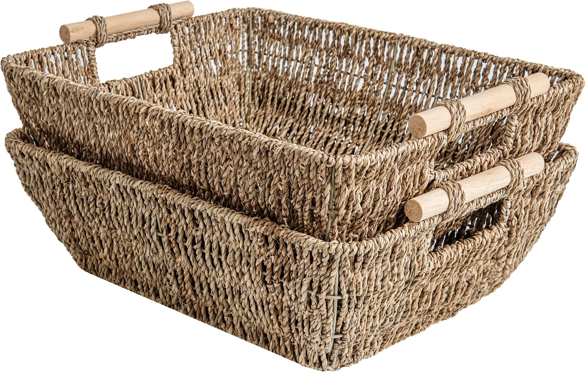 Amazon.com: Woven Seagrass Storage Basket with 4 Divided Sections ...