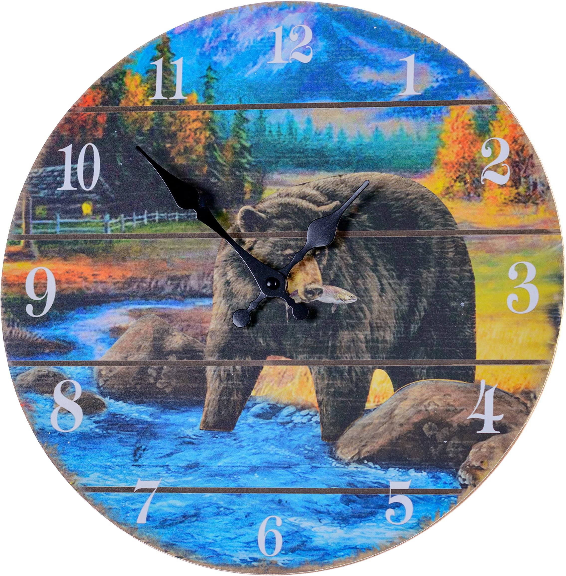 Amazon.com: Willie Black Bear with Cub Holding a Birch Log Clock 8 ...