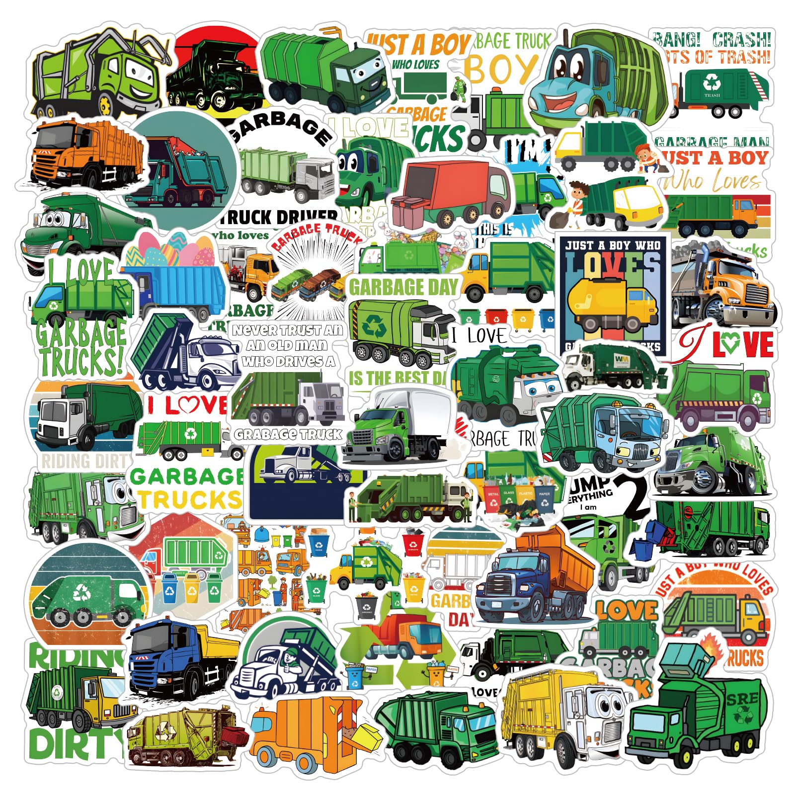 Amazon.com: 62Pcs Garbage Truck Stickers Pack, Aesthetic Vinyl ...
