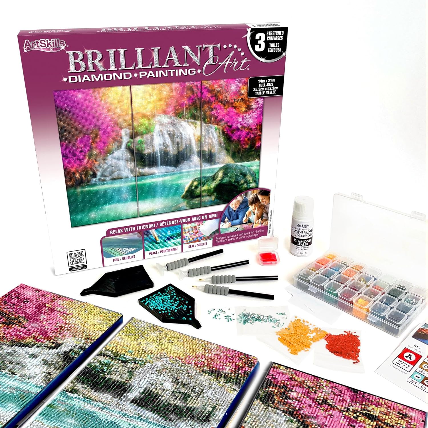 Amazon.com: ArtSkills Diamond Painting Kit, Diamond Art Ready to Hang Framed Canvas with Storage ...