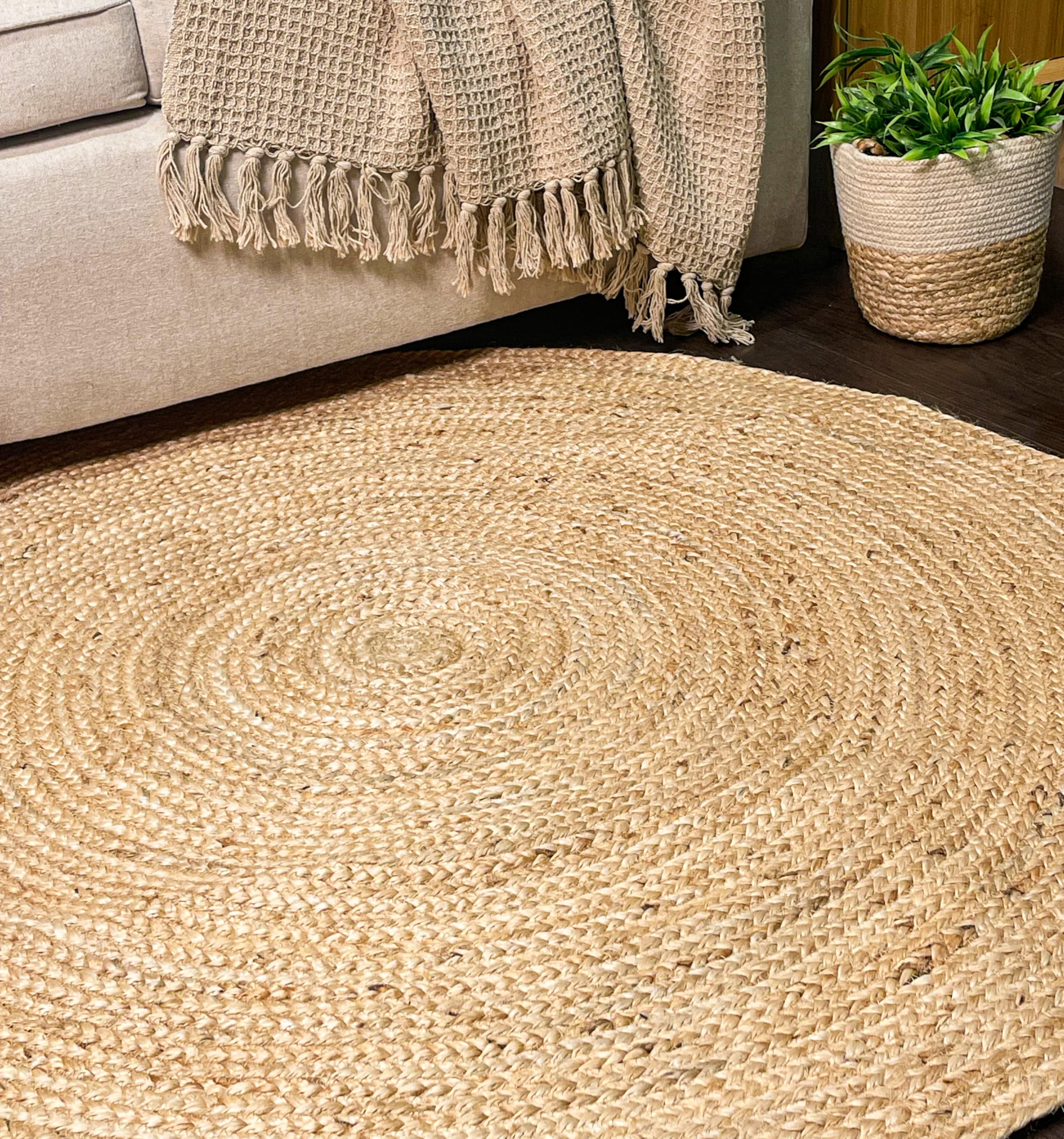 Amazon.com: Chardin home Jute Braided Boho Round Rug Natural Jute, 8 ...