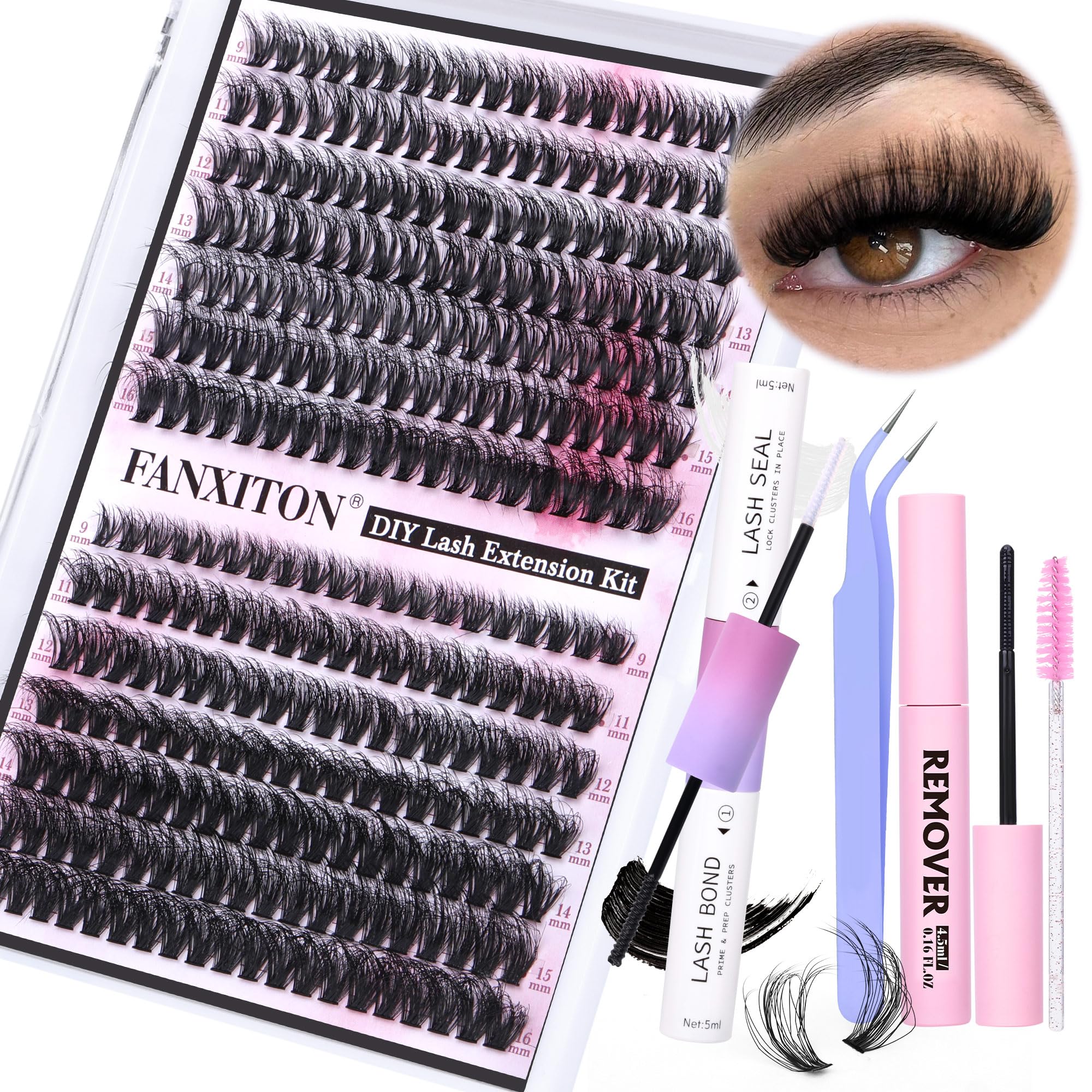 Amazon.com: DIY Lash Extension Kit Fluffy 40D+50D Volume Lash Clusters ...
