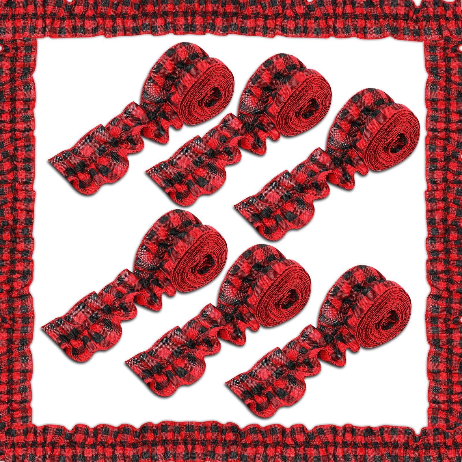 Amazon.com: 6 Rolls Red Black Plaid Ruffled Bulletin Board Borders for ...