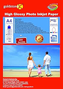 Amazon.com : Goldstone Inkjet High Glossy Photo Paper 220 GSM 20 Sheets A4 Size : Office Products