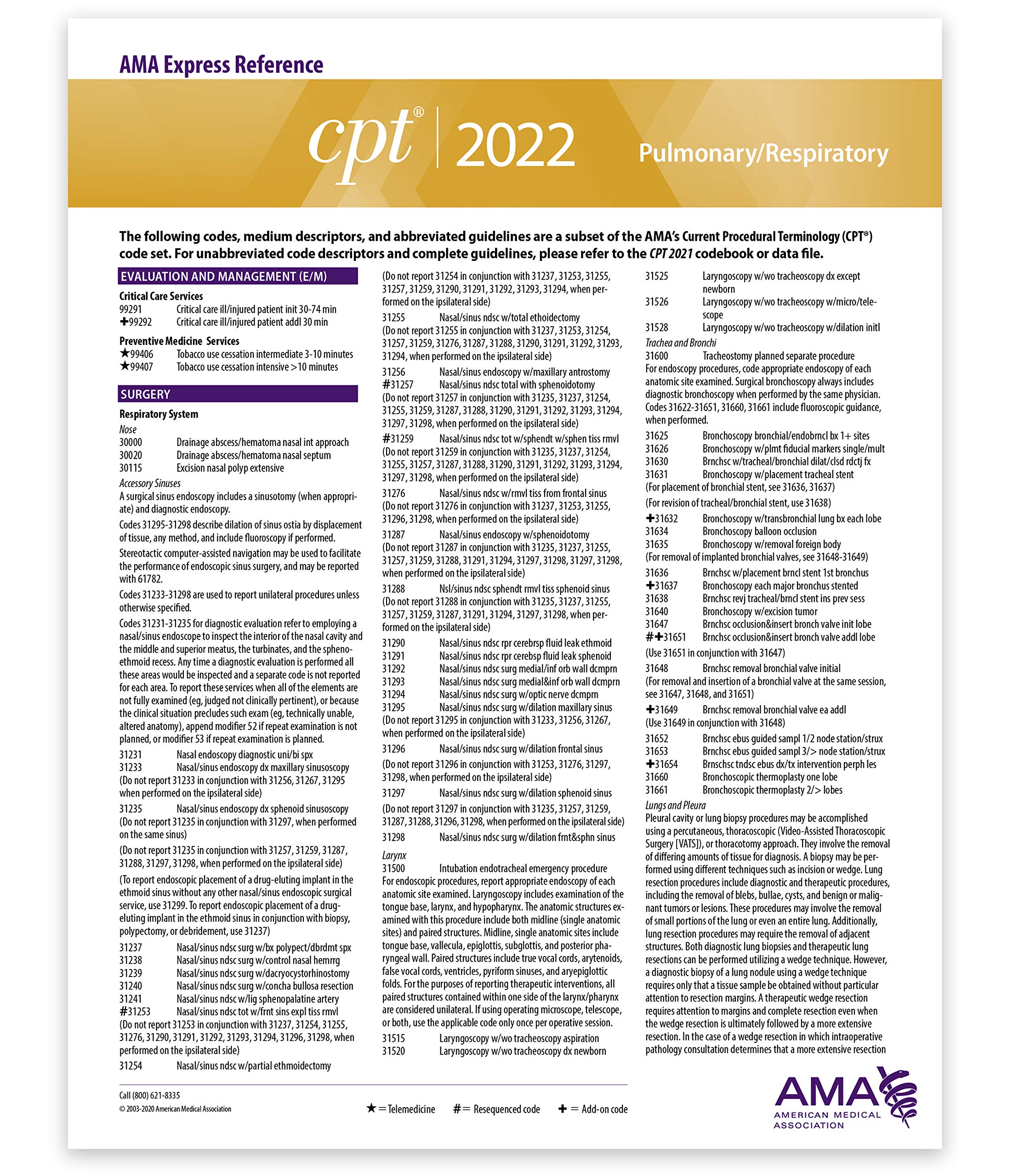 Buy CPT Express Reference Coding Card 2022 Pulmonary Respiratory Buy CPT Express Reference Coding Card 2022 Pulmonary Respiratory