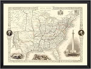 Amazon.com - United States Map 1851 - Museum Quality Vintage United ...