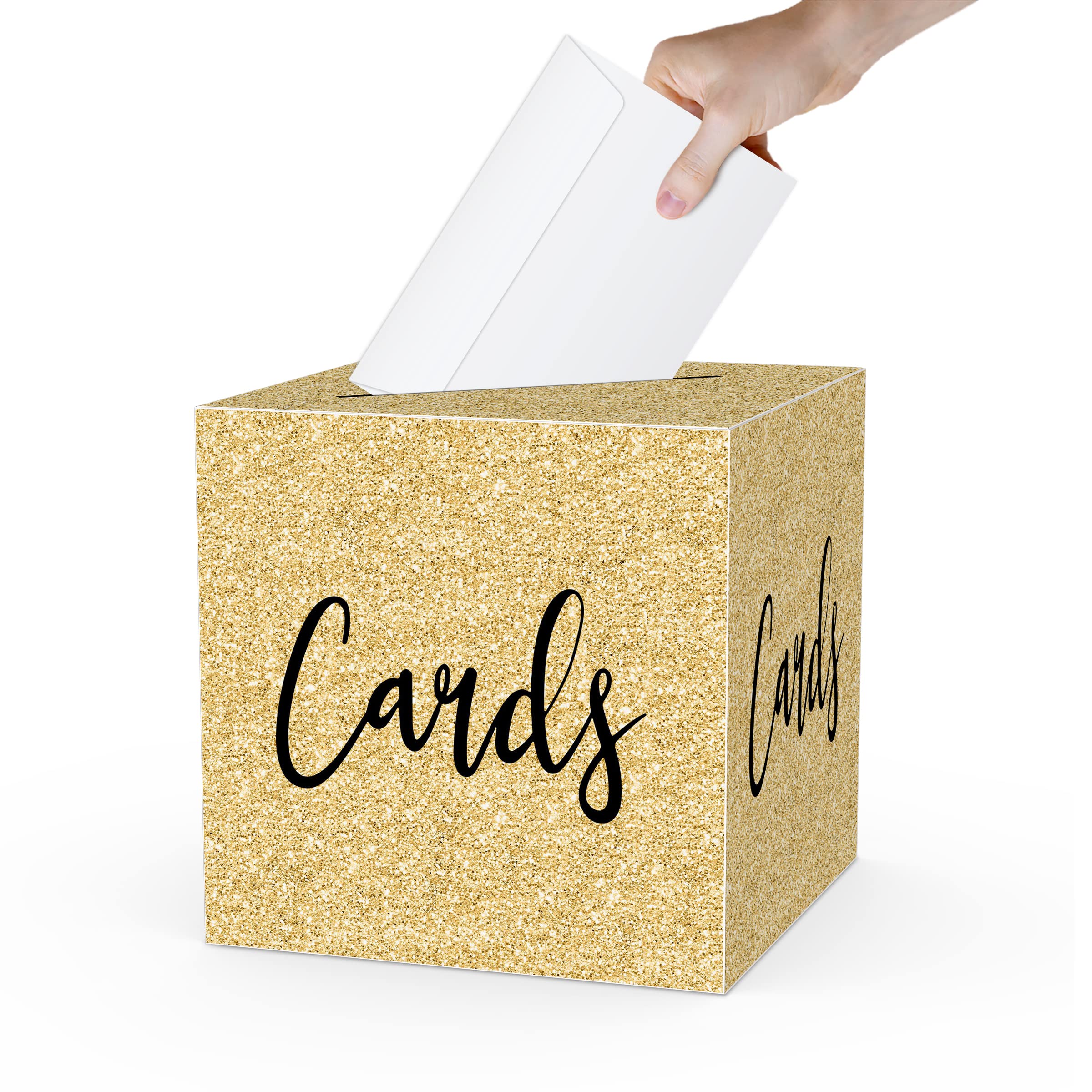 Amazon.com: TFCIATE Classic Gold Card Box, 8"x8"x8" Cards Receiving Box ...