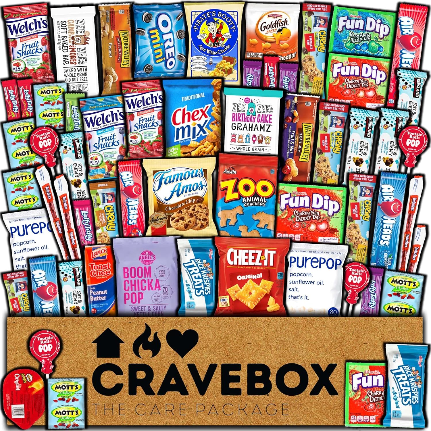 CraveBox Deluxe Care Package Snack Box (50 Count) - Gift Basket Variety ...