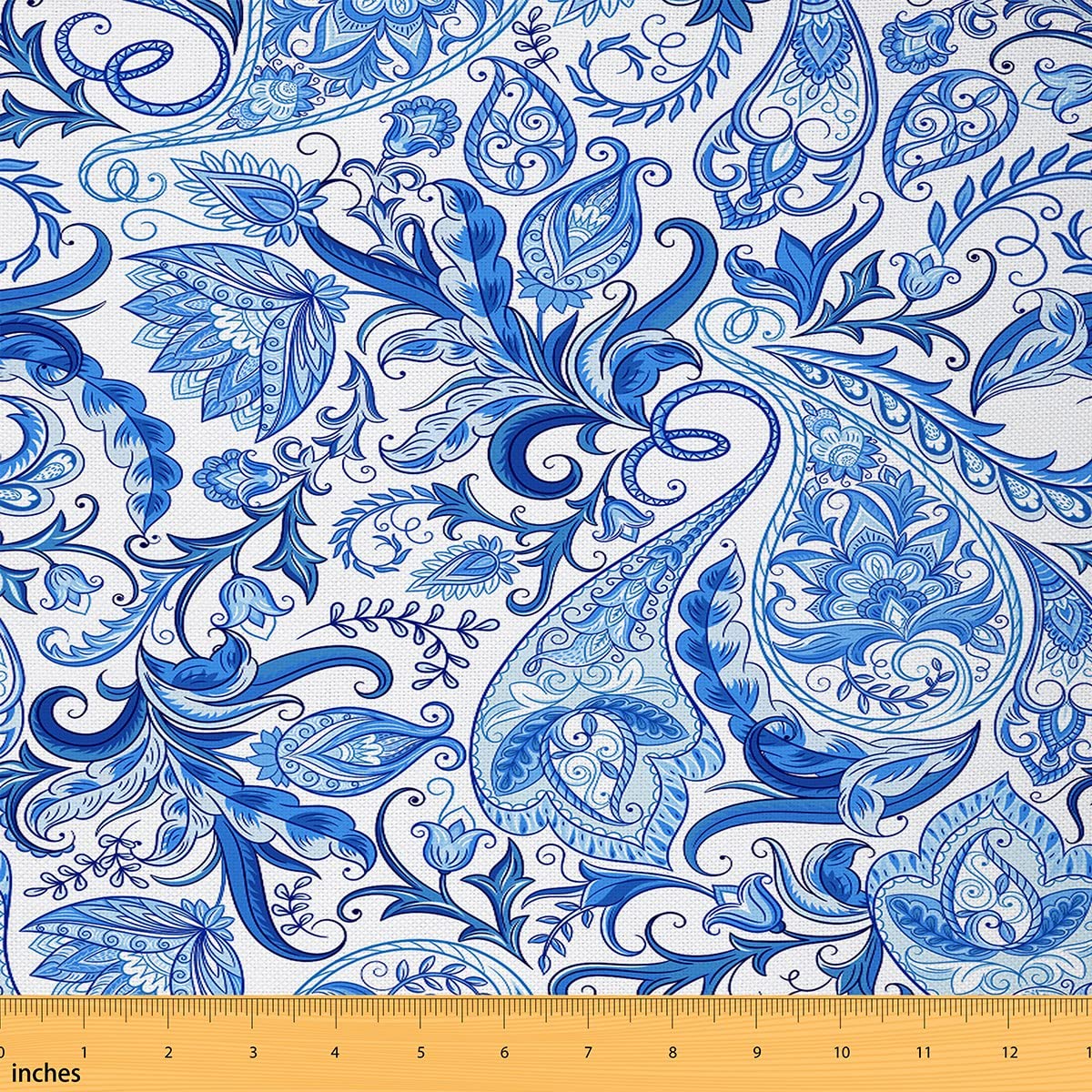 Amazon.com: Boho Floral Upholstery Fabric, Paisley Flowers Fabric by ...