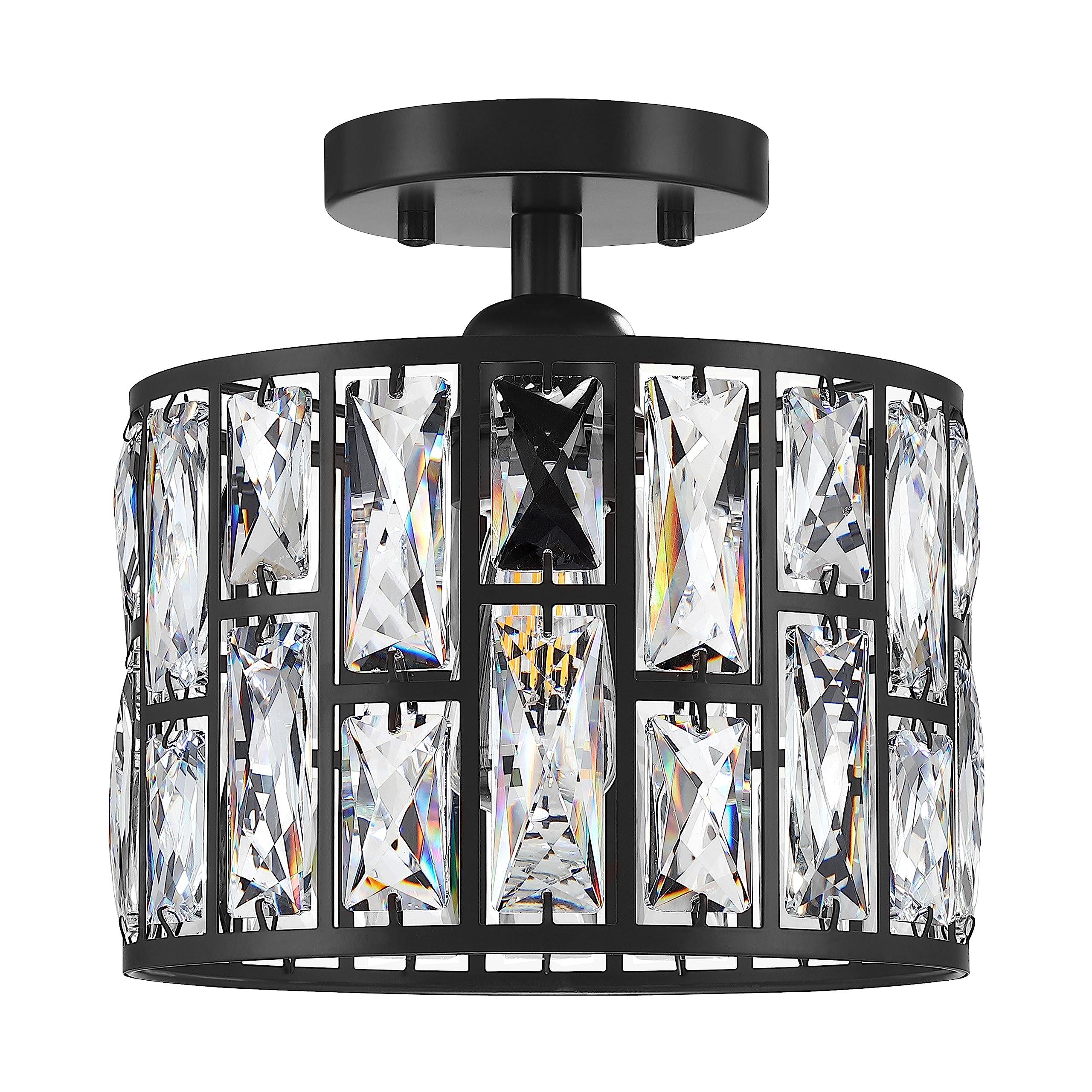 1 Light 9.3" Crystal Hanging Kitchen Island Ceiling Light Black Finish ...