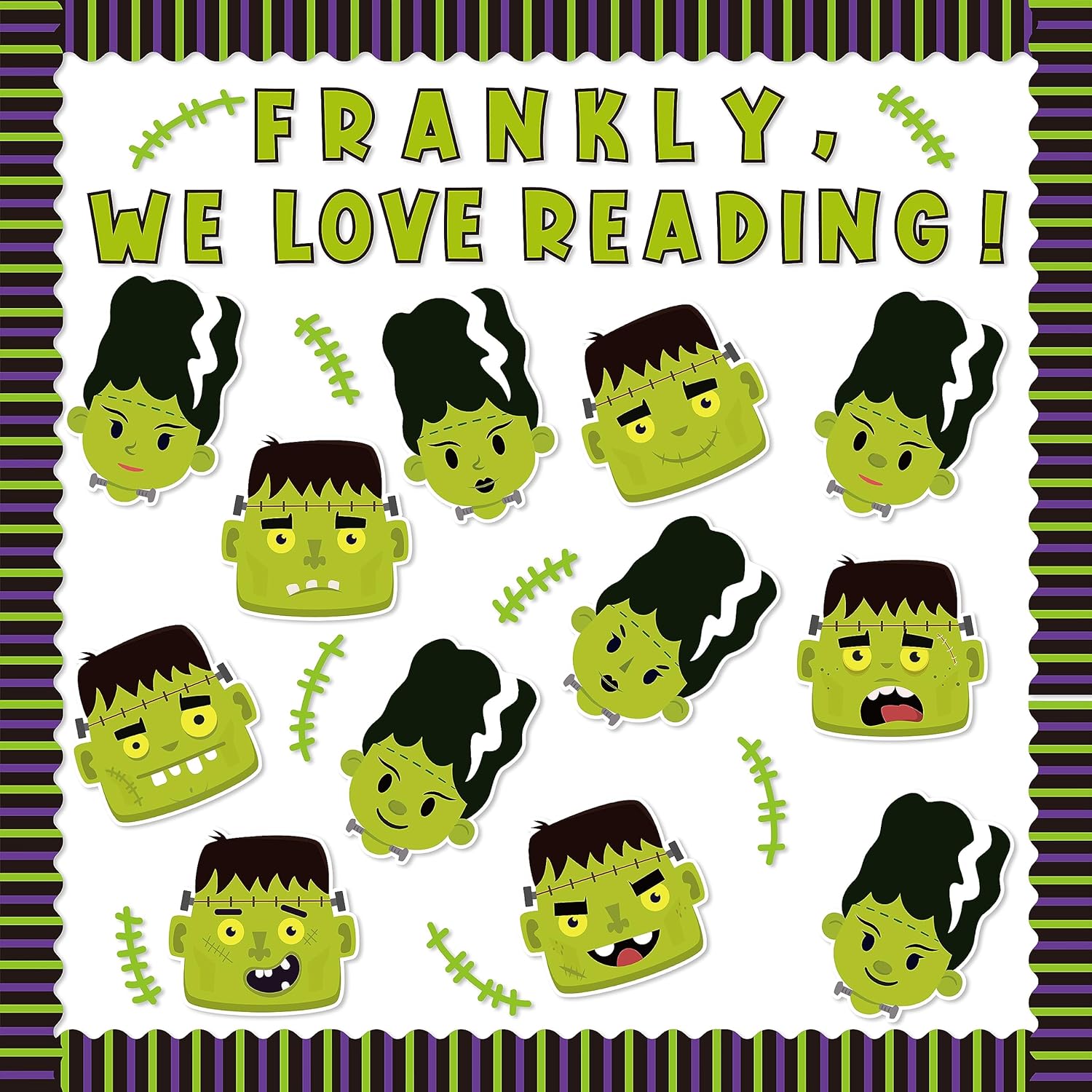 Amazon.com: Haooryx 118Pcs Halloween Frankly We Love Reading Green ...