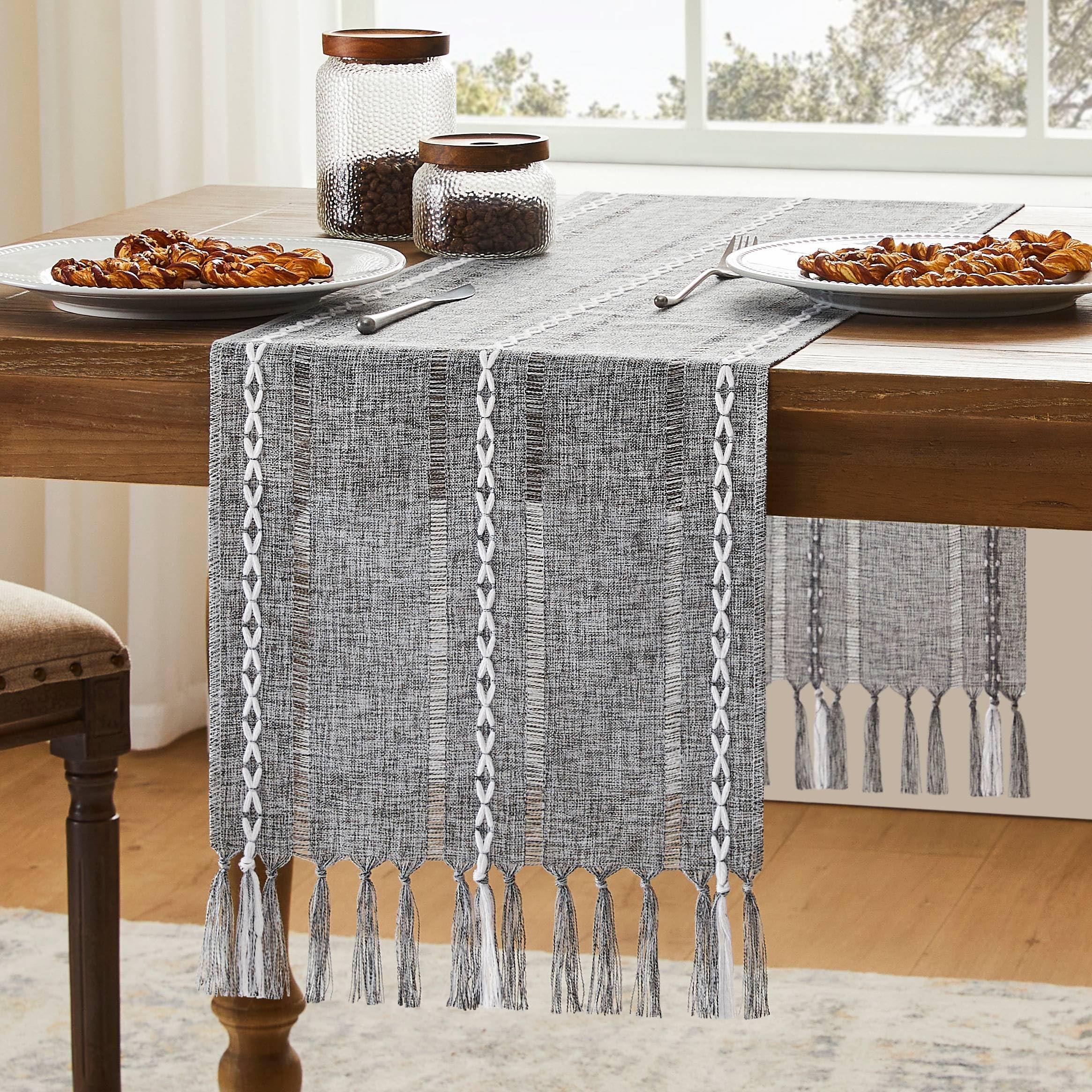 Amazon.com: YZJZEDS Hemstitched Farmhouse Table Runner, Charcoal 13x72 ...