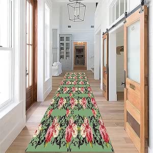 Amazon.com: ZLXMN Pink Rose Flower Runner Rug,1.3x7ft, Vintage ...