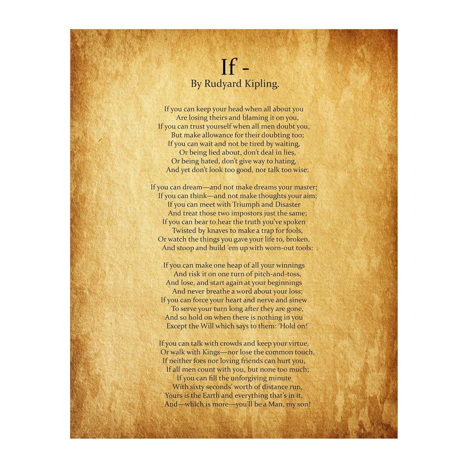 Amazon.com: If by Rudyard Kipling Poem Wall Art Print – Vintage ...