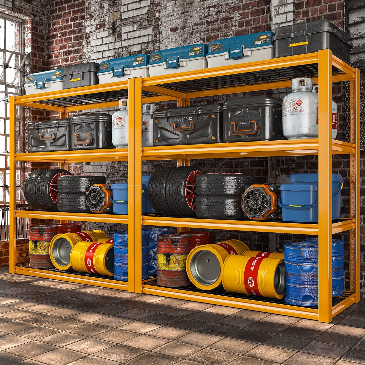 Amazon.com: REIBII Garage Shelving Heavy Duty Garage Storage Shelves ...