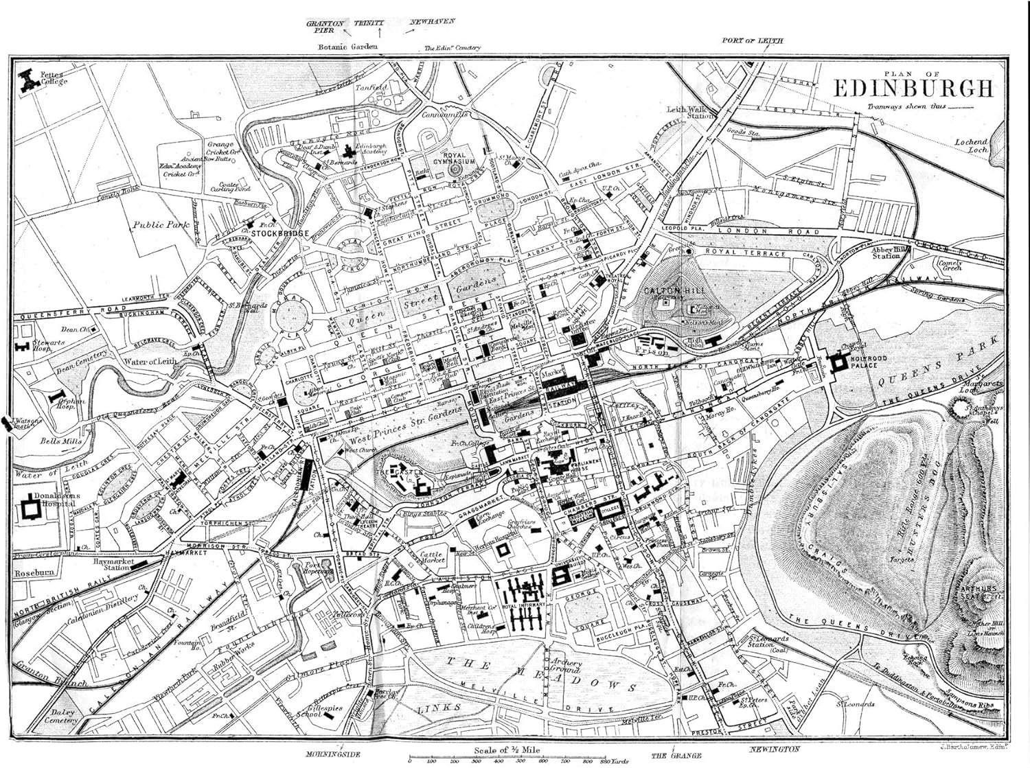 Amazon.com - Map 1888 Edinburgh City Scotland Plan Chart Extra Large XL ...