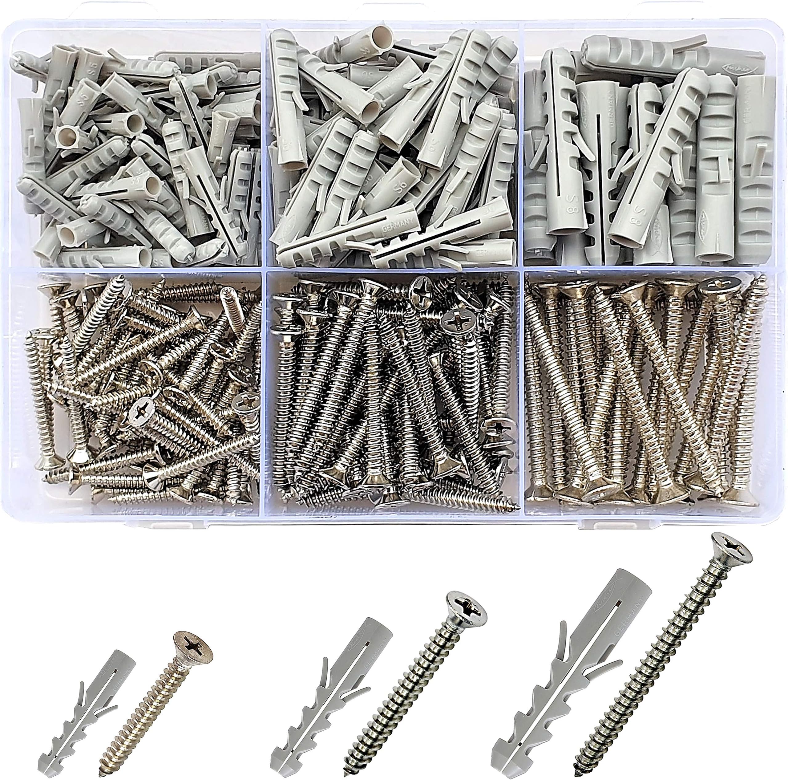Homdum Nylon Plug with Screws 2 inch (50 mm screw with plastic sleeve ...