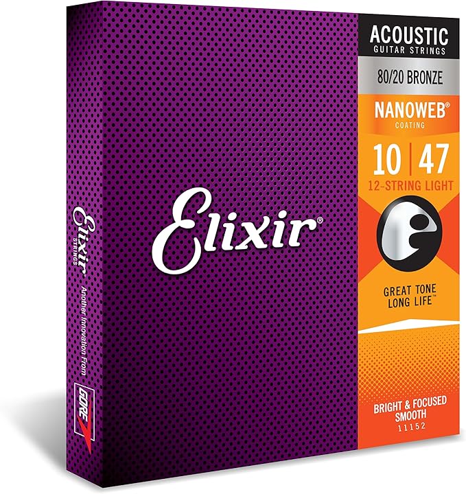 Amazon.com: Elixir Strings Acoustic Guitar Strings, 12-String, Light ...