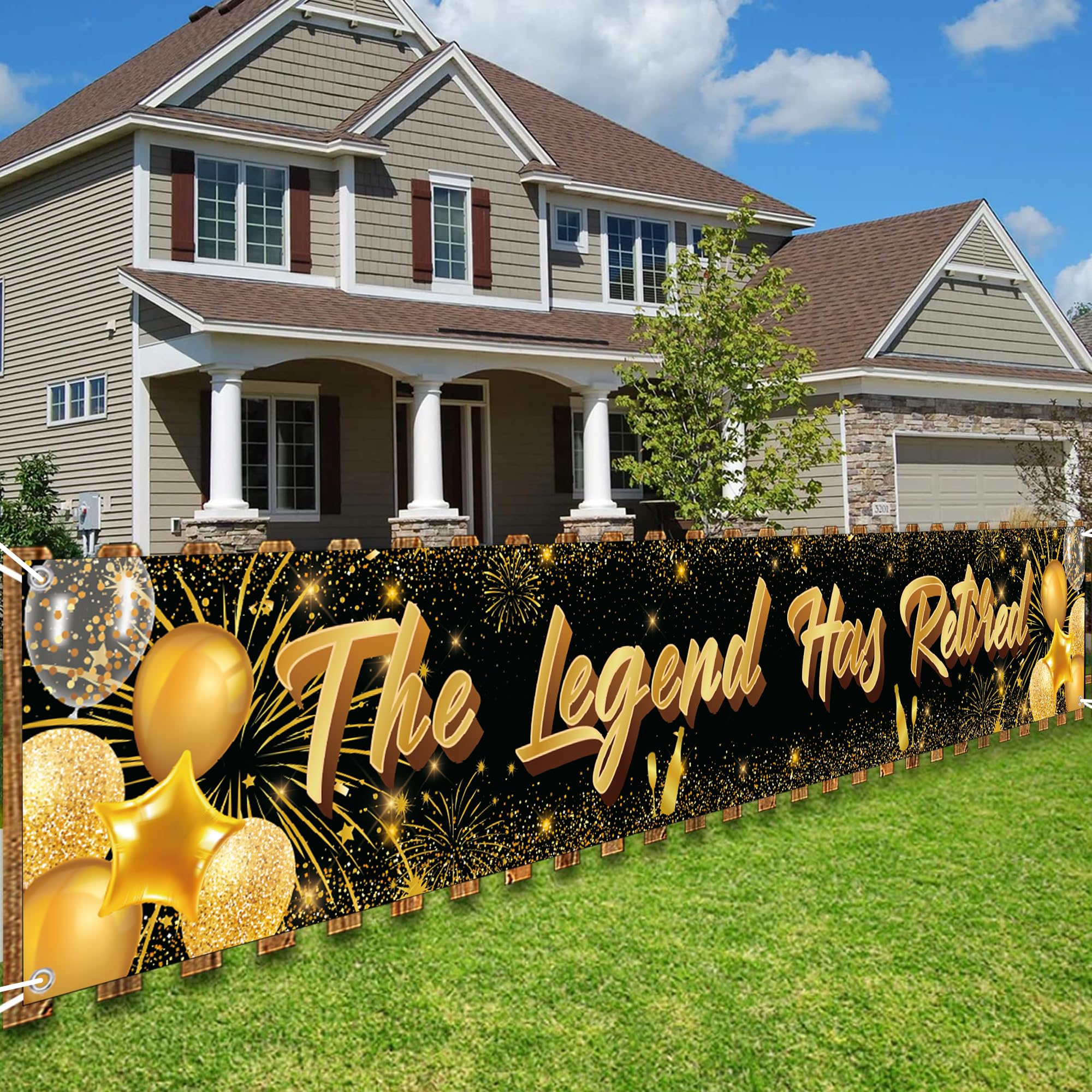 Happy Retirement Banner Decorations – Black Gold The Legend Has Retired ...