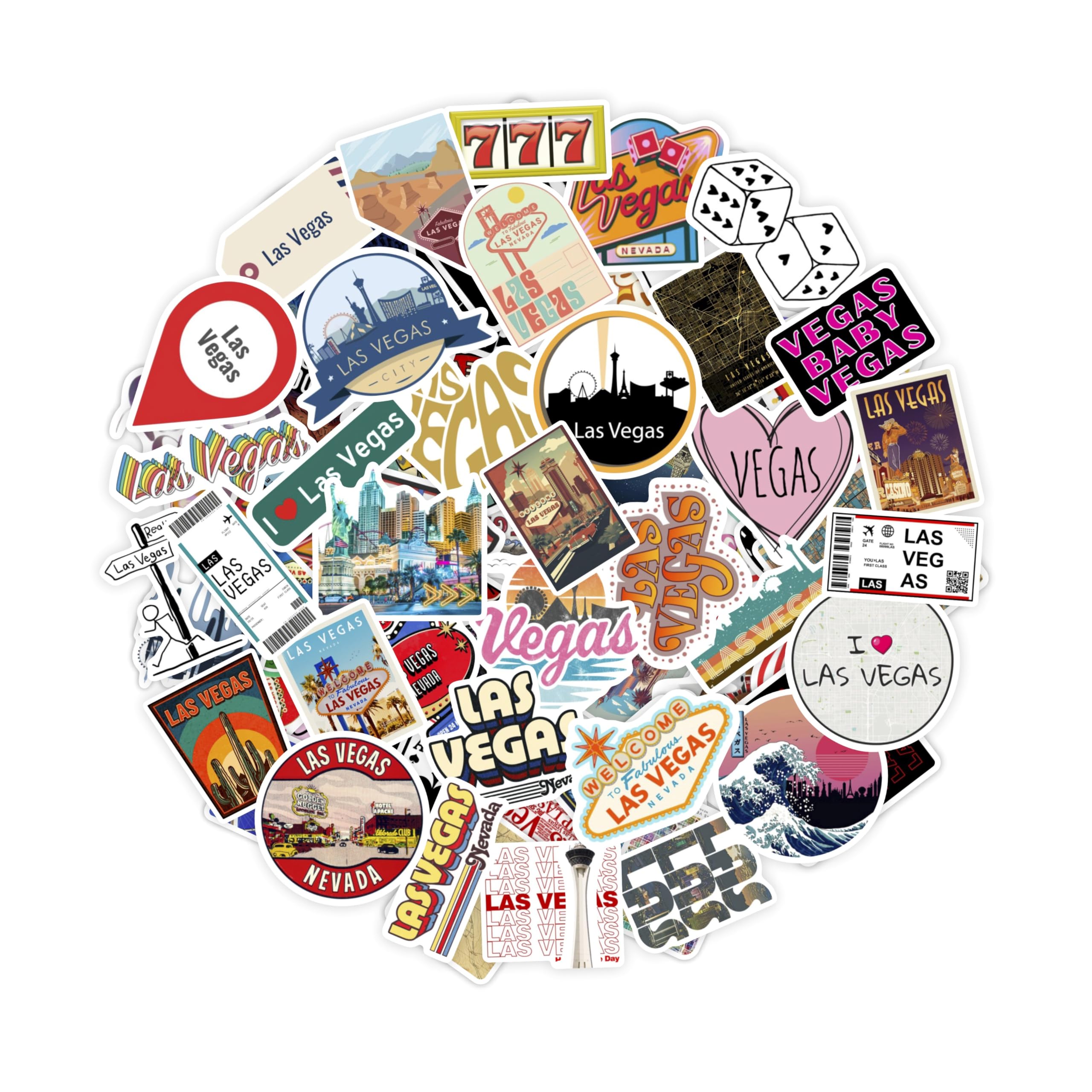 Amazon.com: 100Pcs Las Vegas Stickers for Water Bottle and Laptop - Las ...