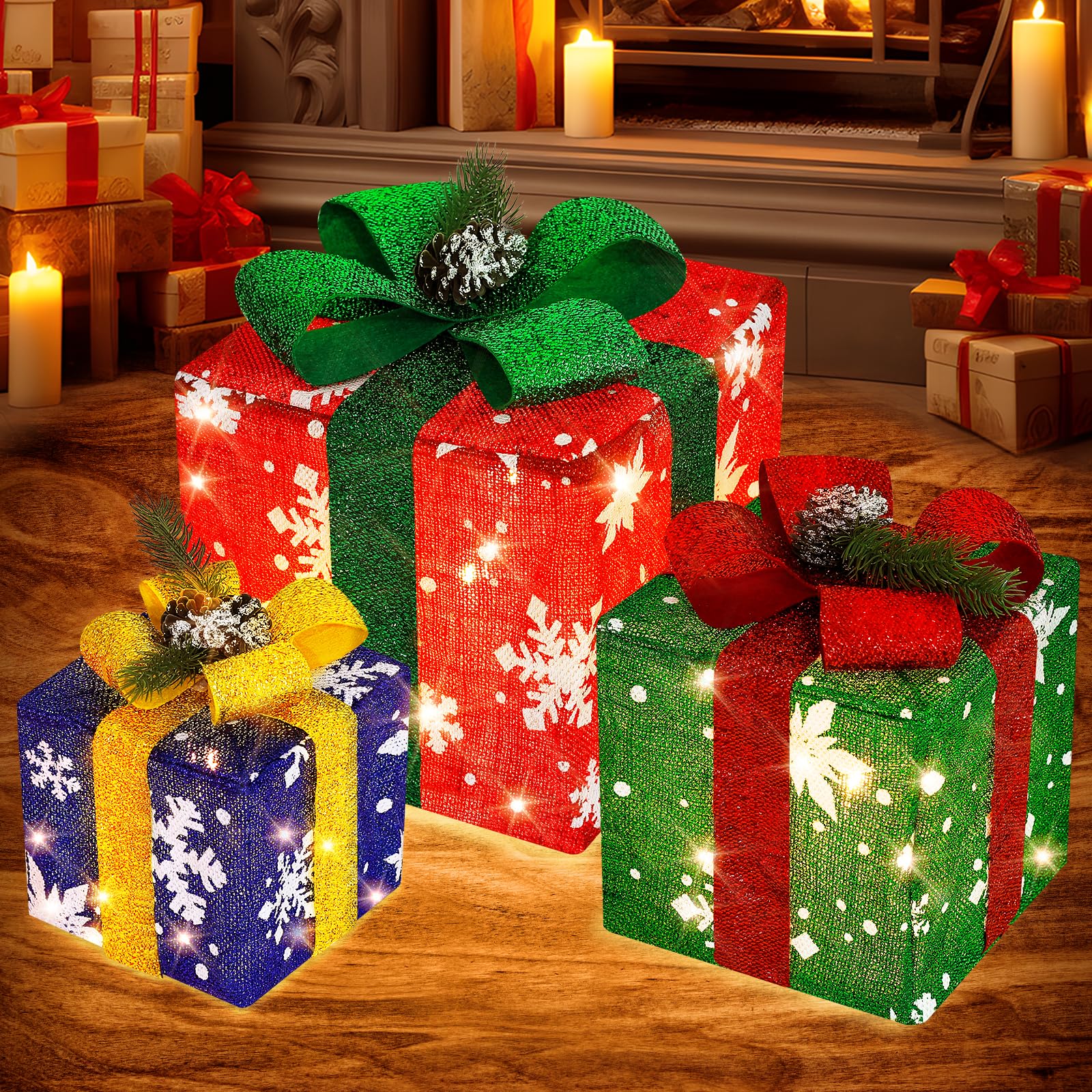 Amazon.com: VerRon Christmas Decorations, Set of 3 Christmas Lighted ...