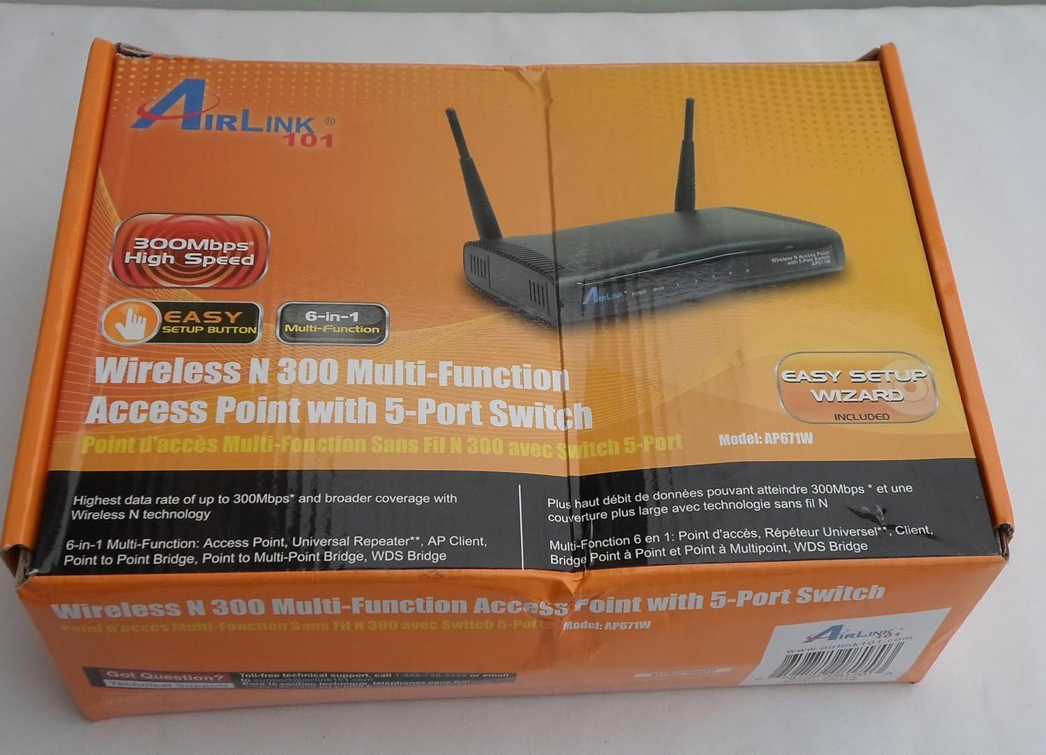 Amazon.com: AirLink 101 AP671W 300Mbps 802.11n Wireless LAN Access Point and 5-Port Switch ...